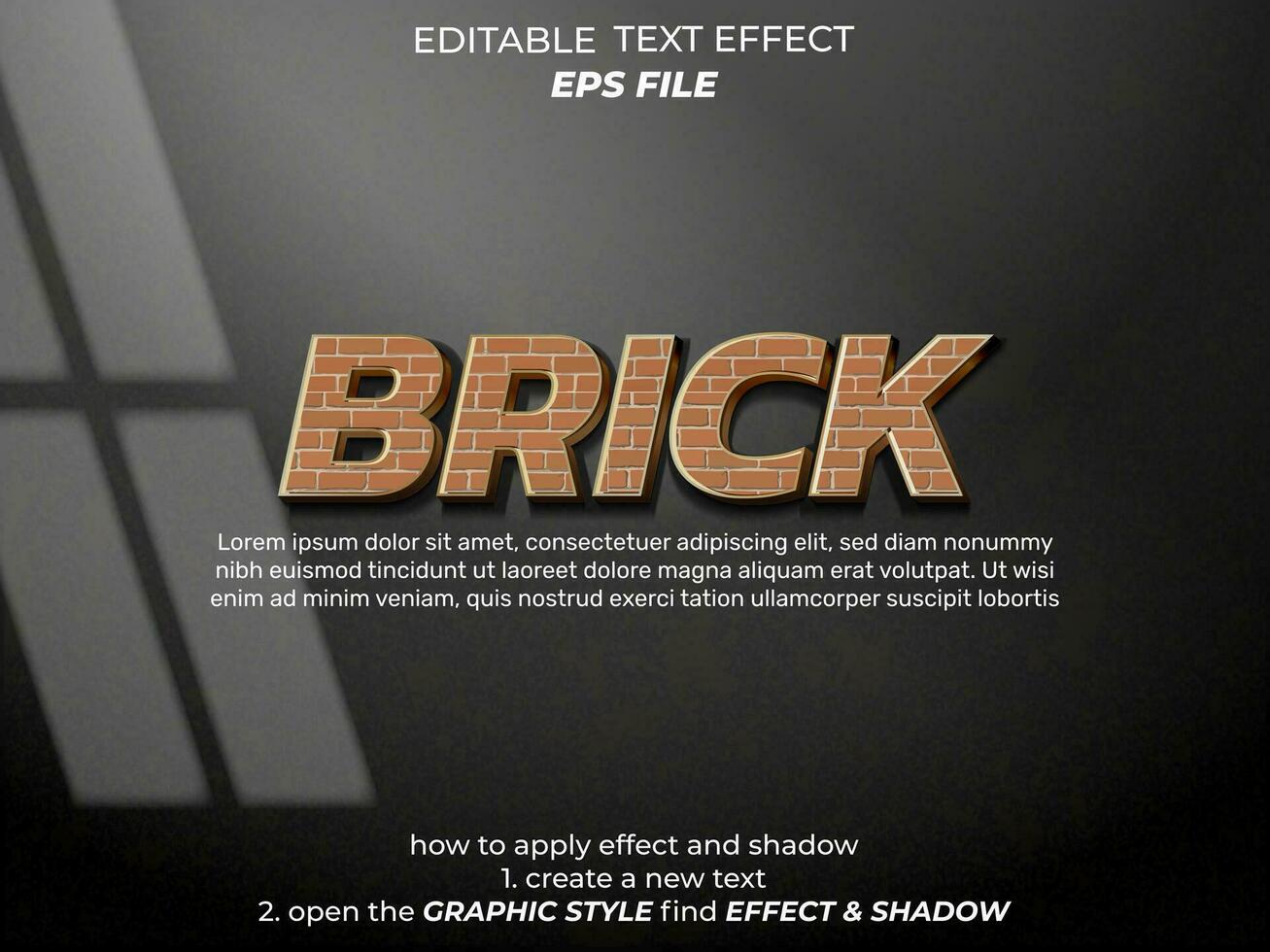 brick text effect, font editable, typography, 3d text. vector template ...