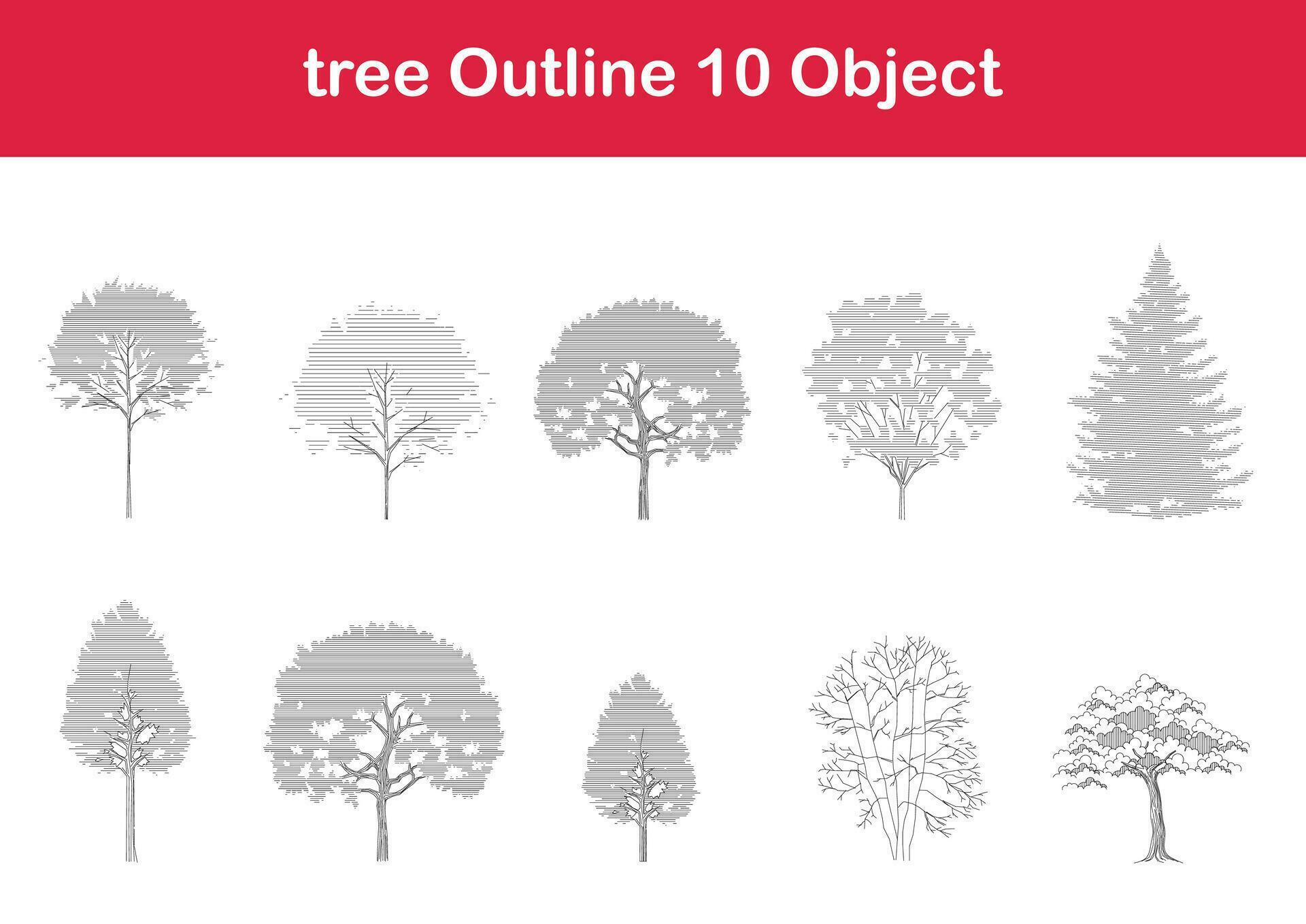 Tree Line Drawing Side View Graphics Trees Elements Single Object Outline Minimal Plant Symbol
