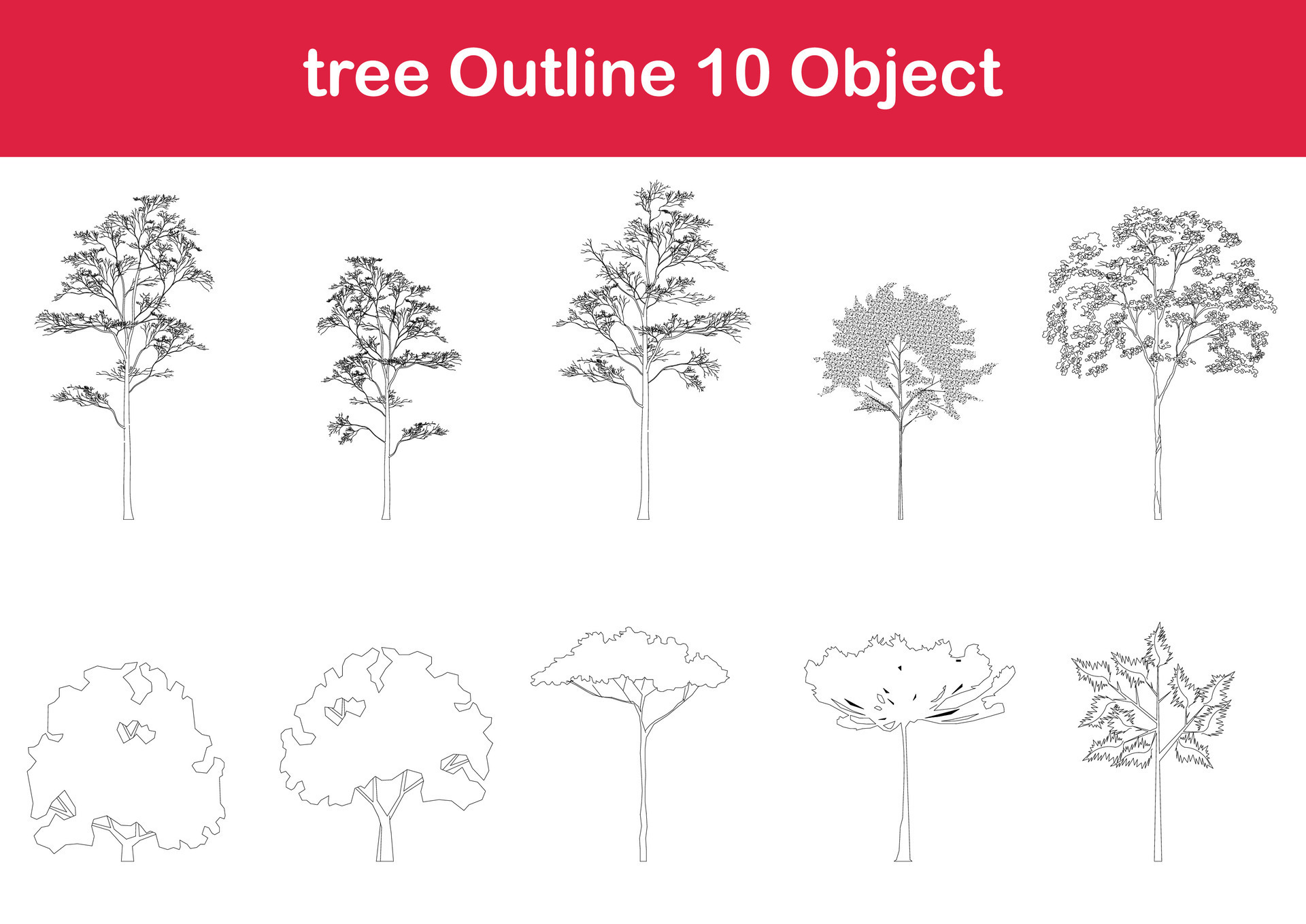Tree Line Drawing Side View Graphics Trees Elements Single Object