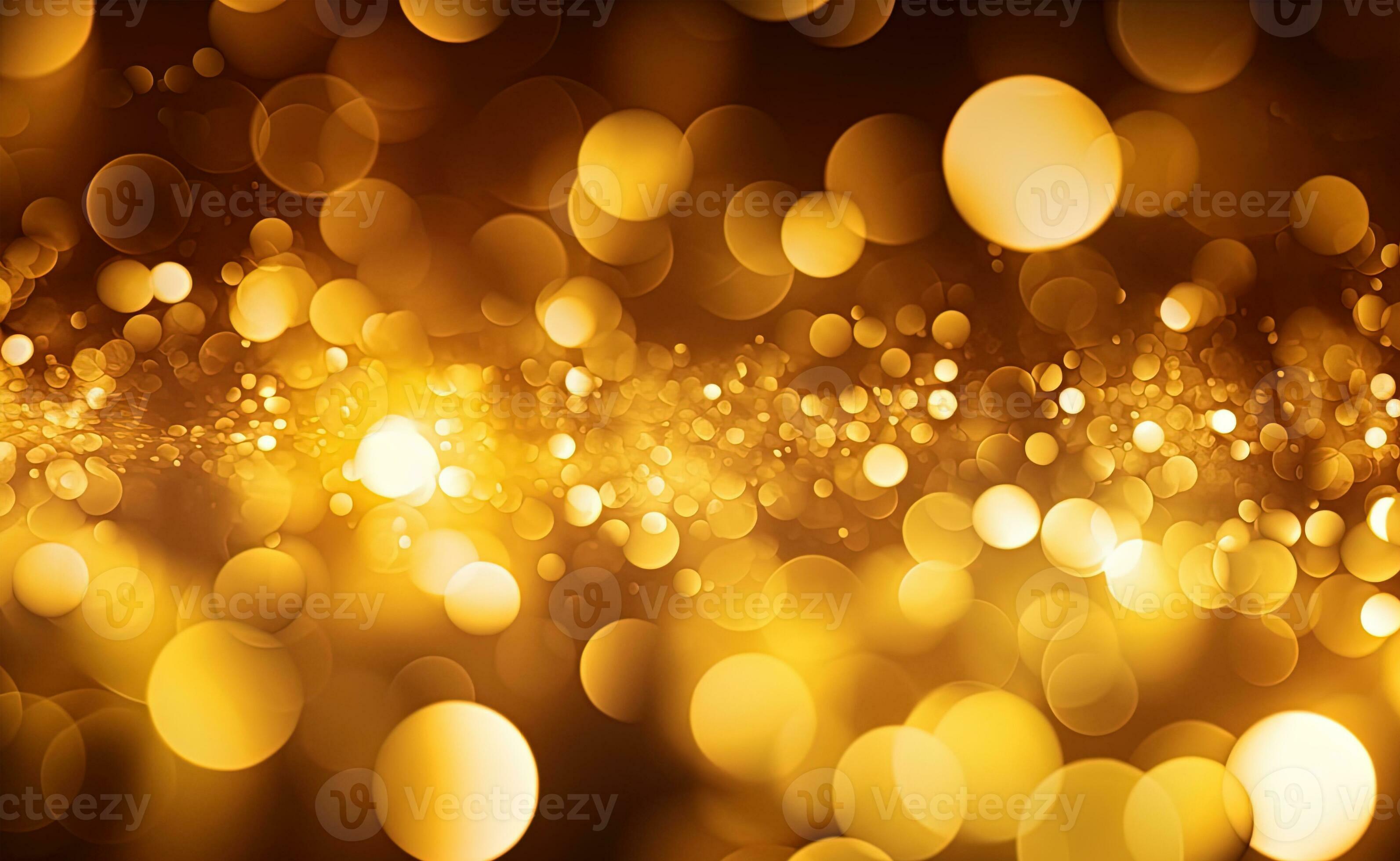 Gold glitters background. shimmering blur spot lights Bokeh Shiny gold light background texture ...