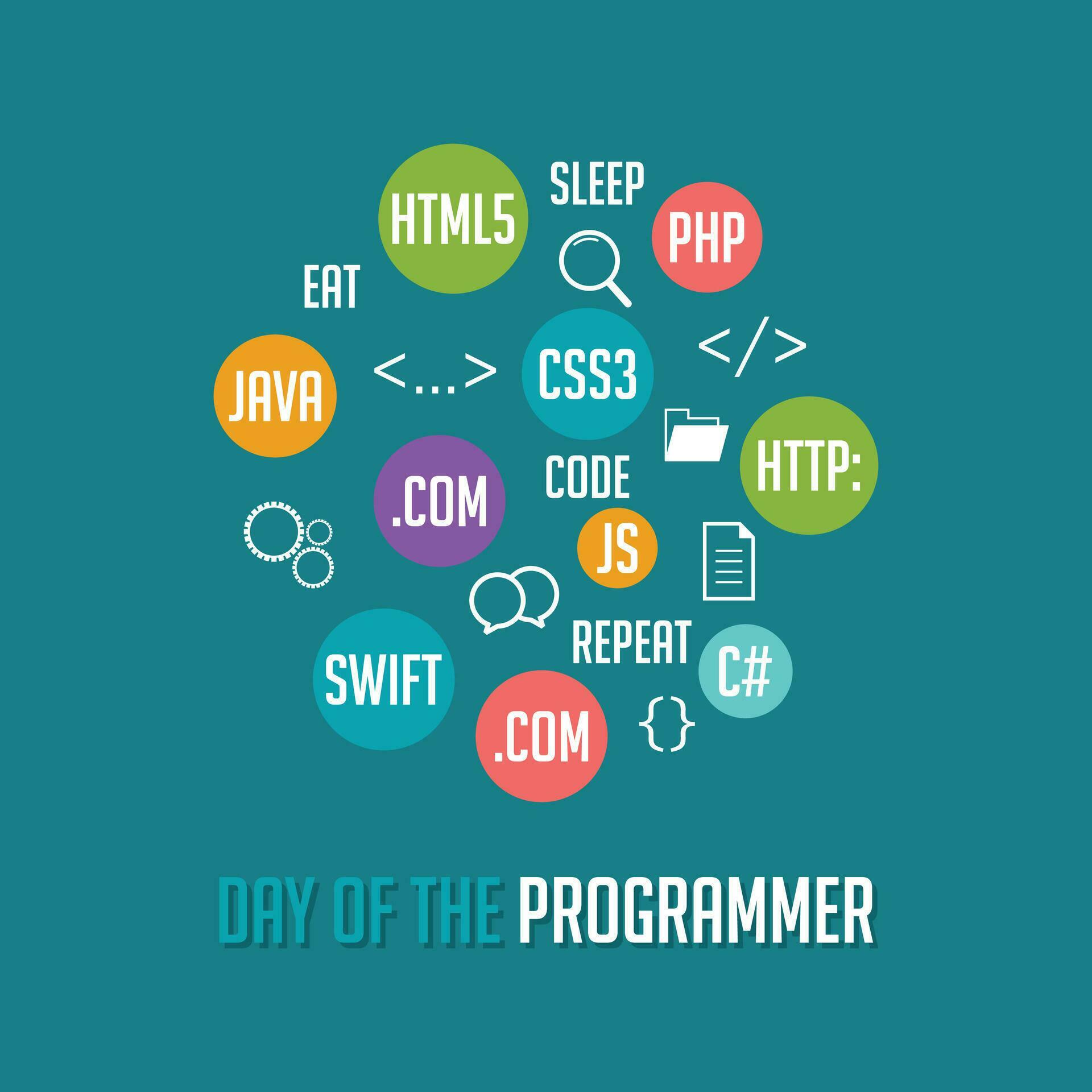 Day of the Programmer banner or greeting card with code symbol 26143136 ...