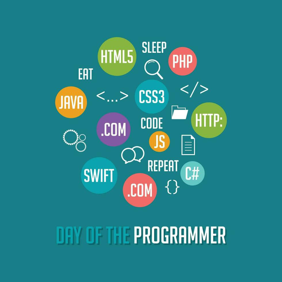 Day of the Programmer banner or greeting card with code symbol 26143136 ...