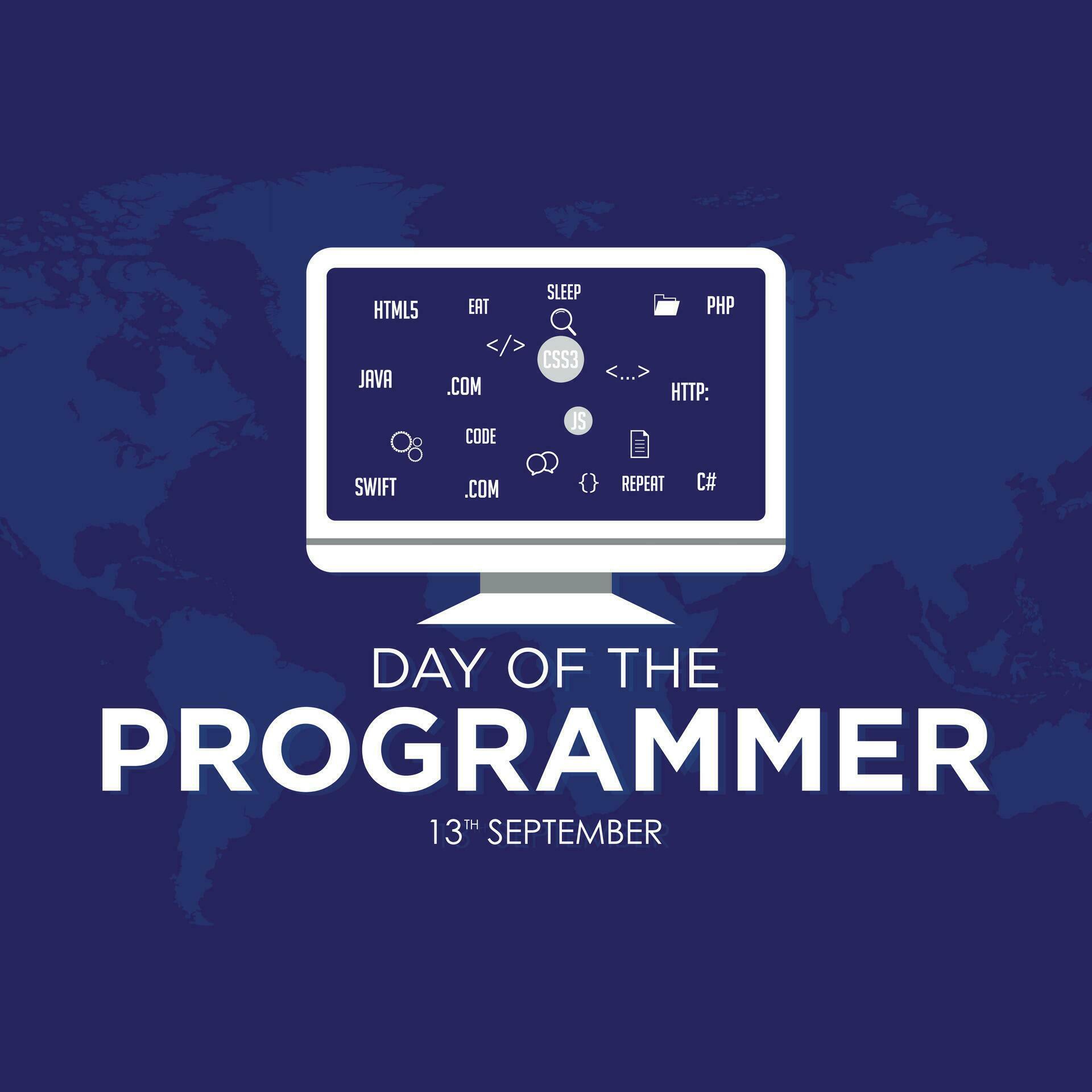 Day of the Programmer template with monitor icon and coding 26143140 ...