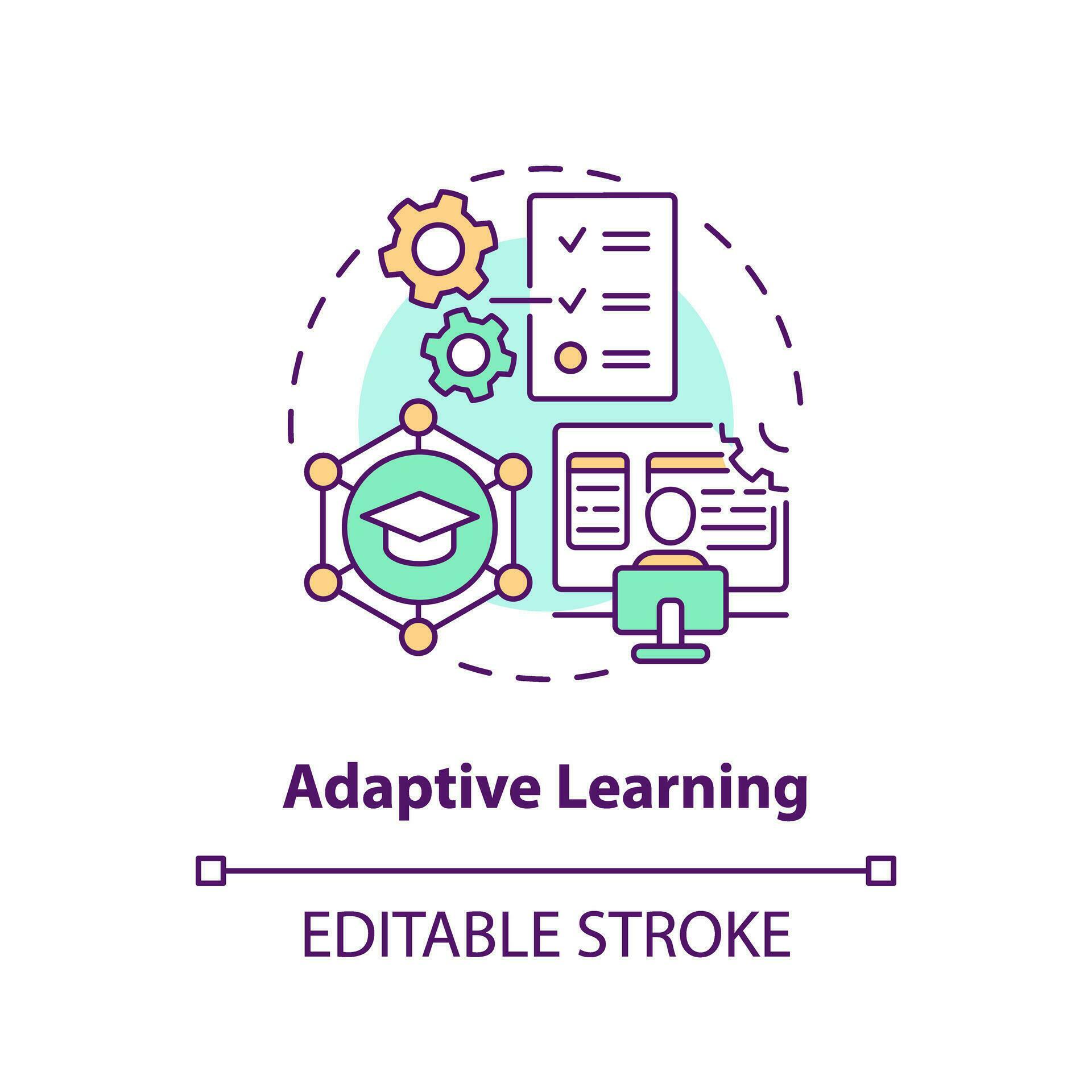 2D multicolor icon representing adaptive learning in AI, isolated vector illustration ...