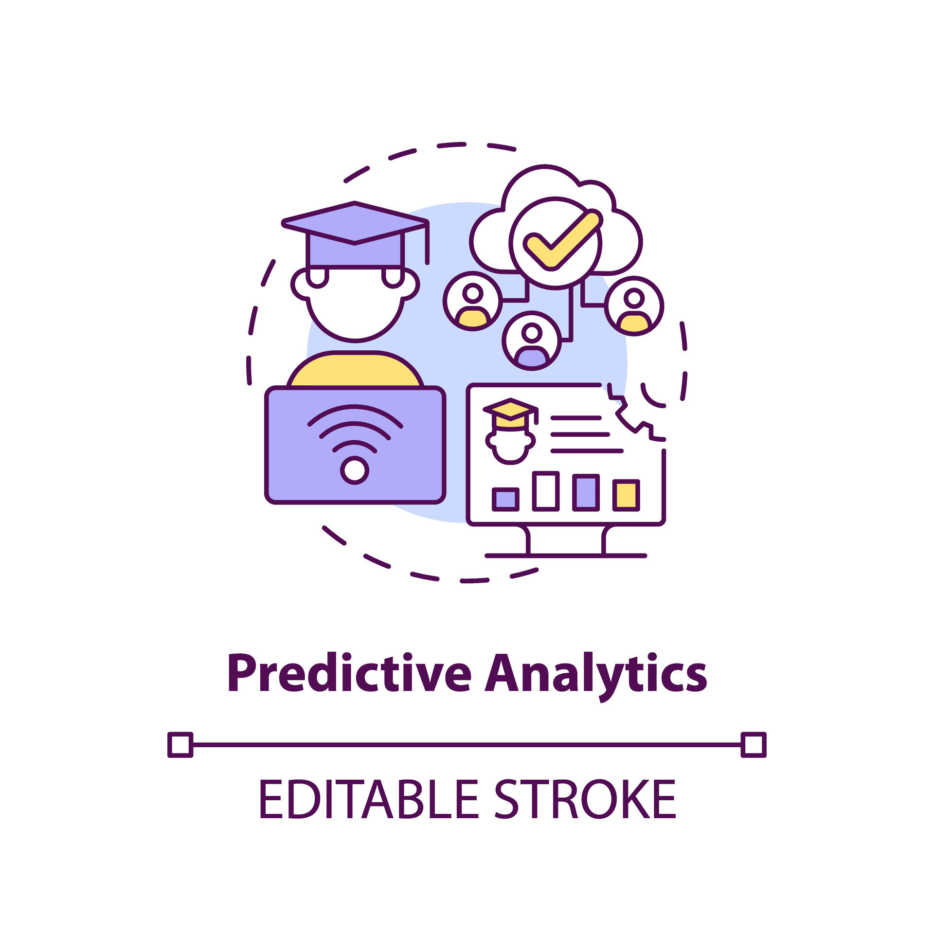2d Multicolor Icon Representing Predictive Analytics In Ai Education