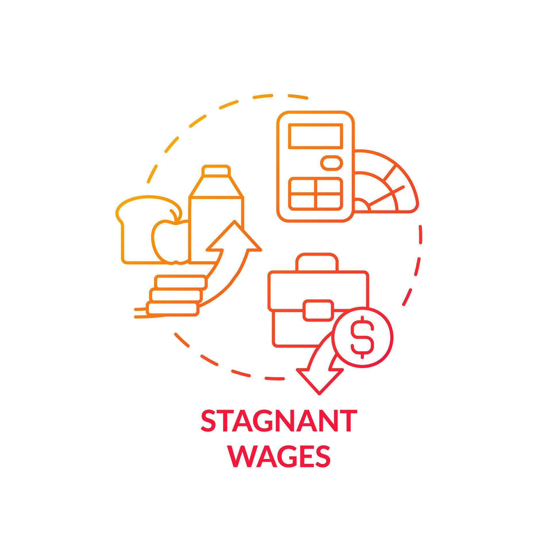 Stagnant wages red gradient concept icon. Income inequality. Rising ... Stagnant wages red gradient concept icon. Income inequality. Rising ...