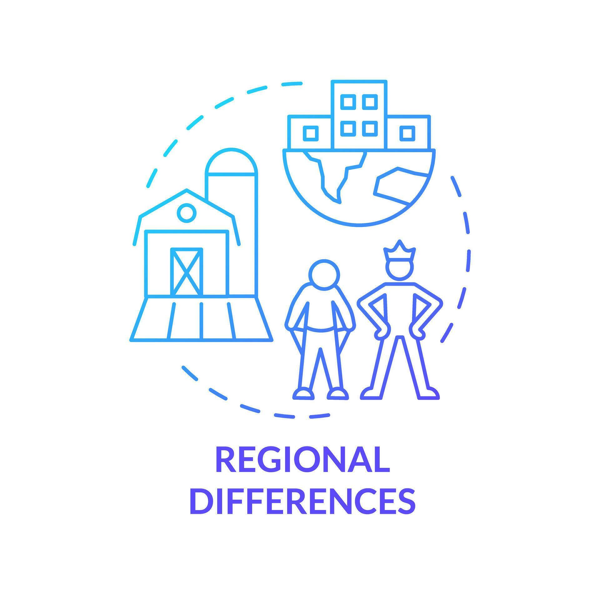Regional differences blue gradient concept icon. Developing country ...