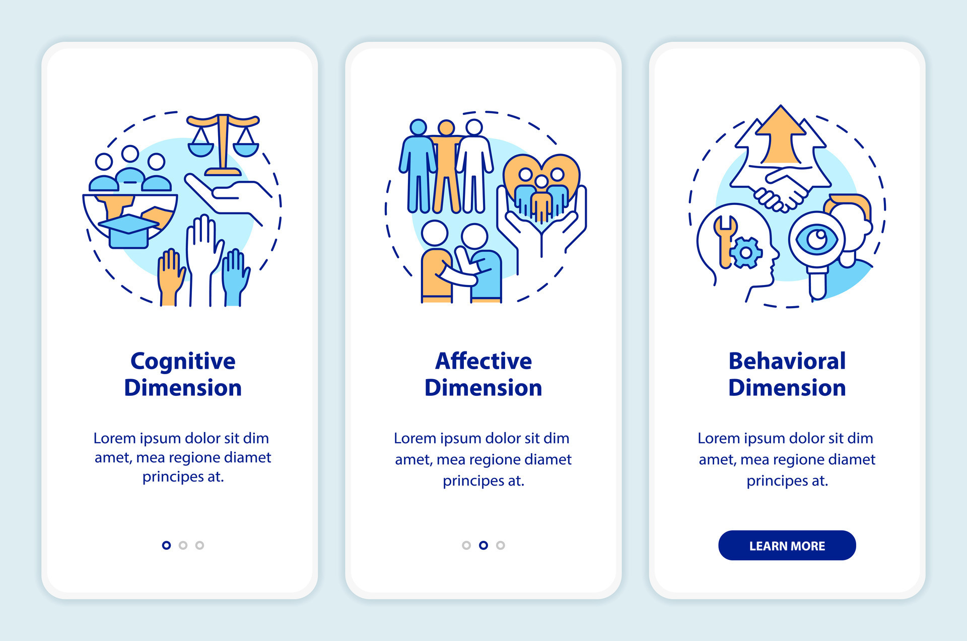 GCED conceptual dimensions onboarding mobile app screen. Walkthrough 3 ...