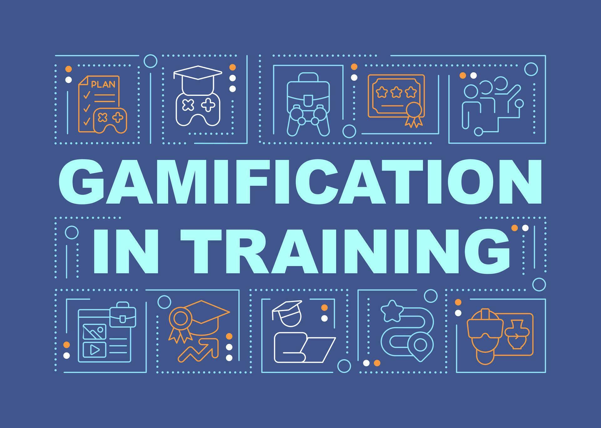Gamification in training word concepts dark blue banner. Infographics ... Gamification in training word concepts dark blue banner. Infographics ...
