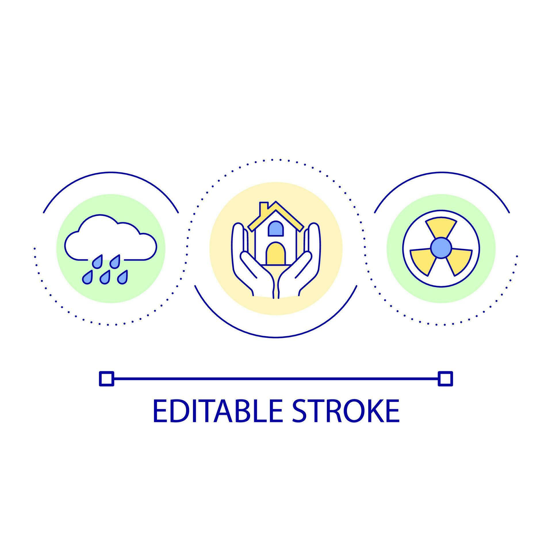 Protect home from radiation loop concept icon. Surviving during nuclear accident. Fallout safety ...
