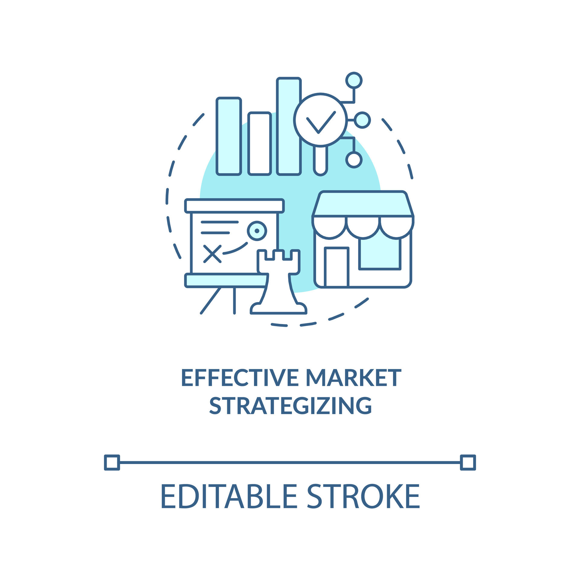 Effective market strategizing turquoise concept icon. Development ...