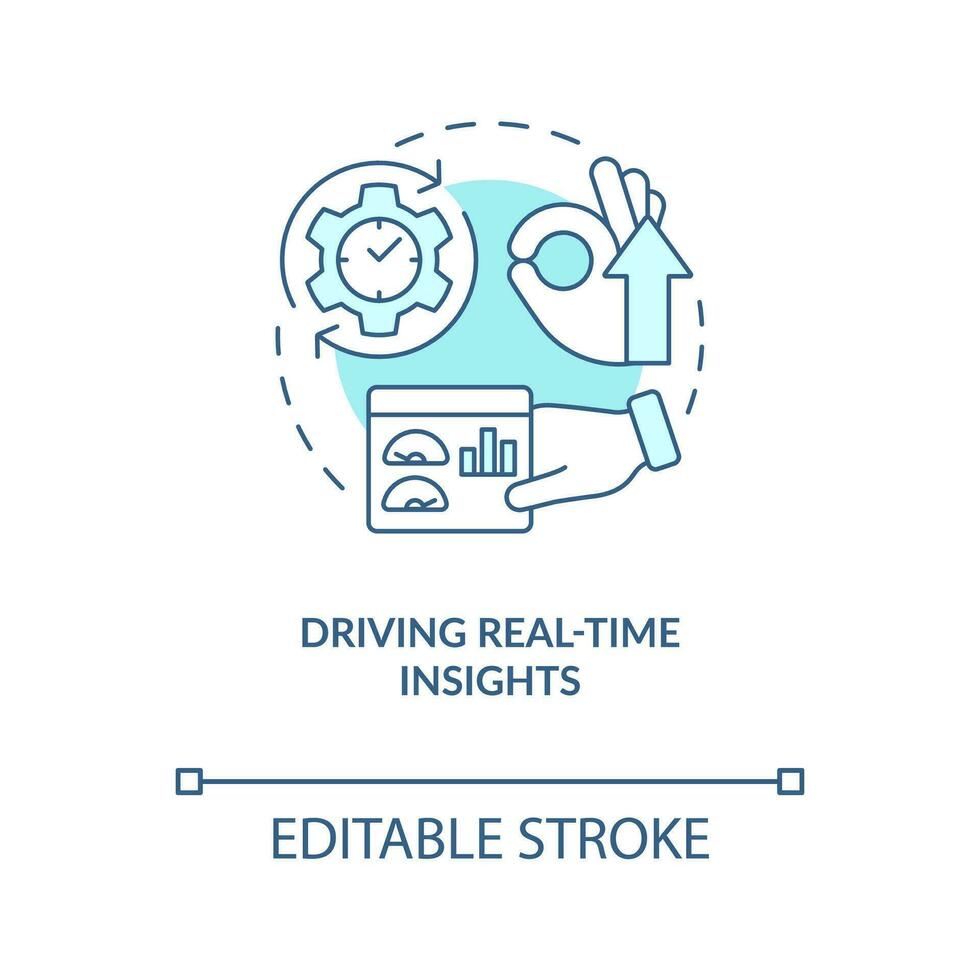 Boost real-time insights turquoise concept icon. Monitoring business ... Boost real-time insights turquoise concept icon. Monitoring business ...
