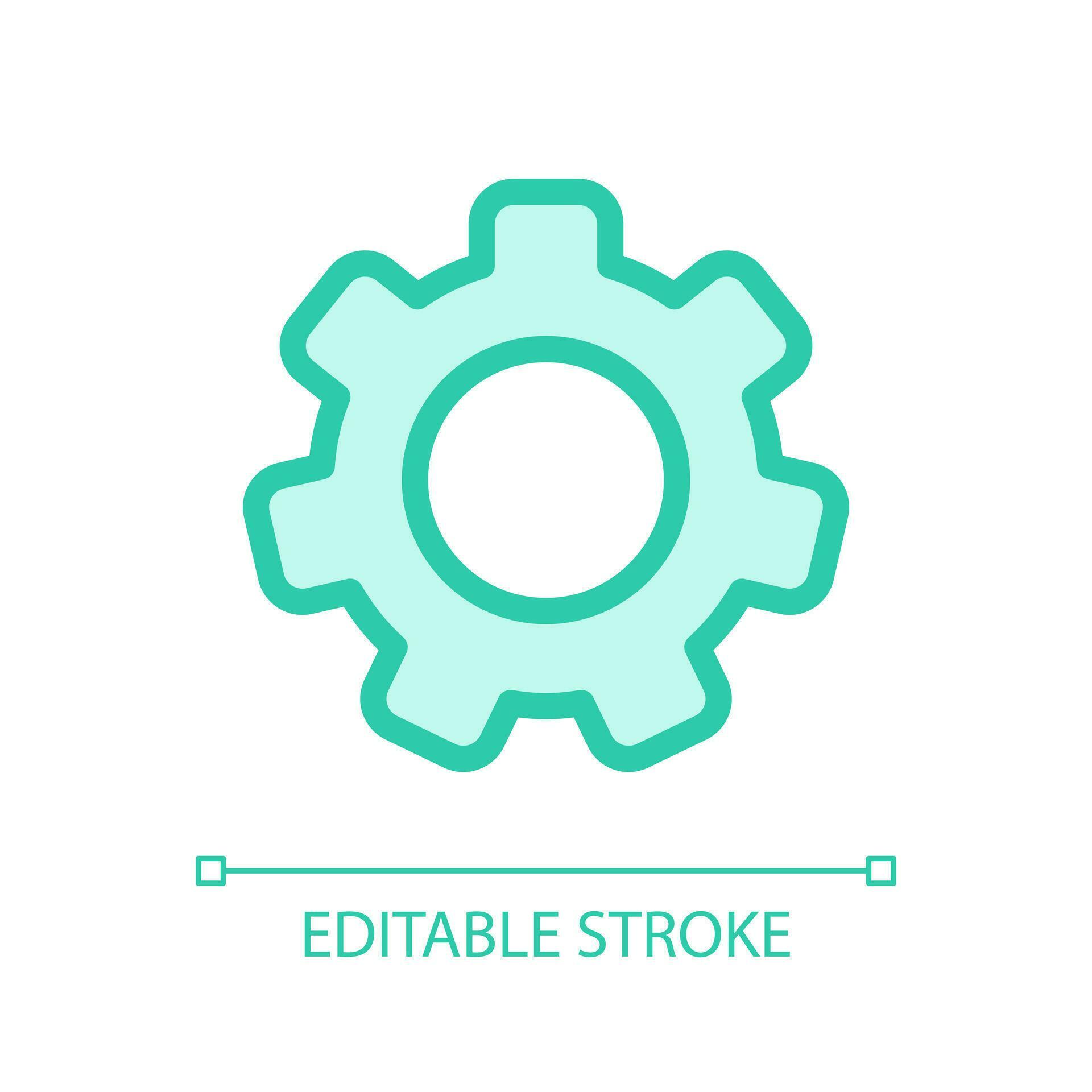 Settings gear pixel perfect glassmorphism ui icon. Device configuration. Color filled line ...