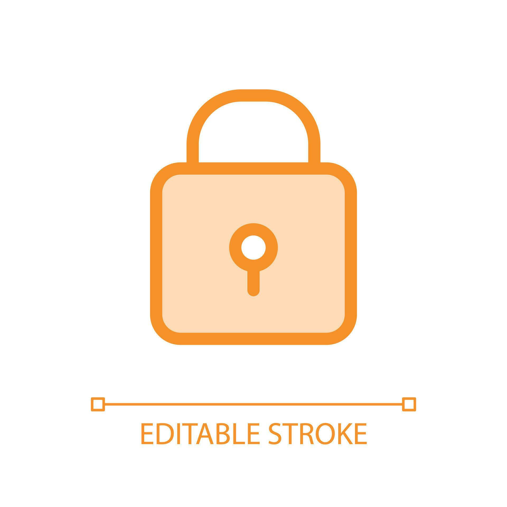 Padlock pixel perfect glassmorphism ui icon. Protection. Cyber security. Color filled line ...