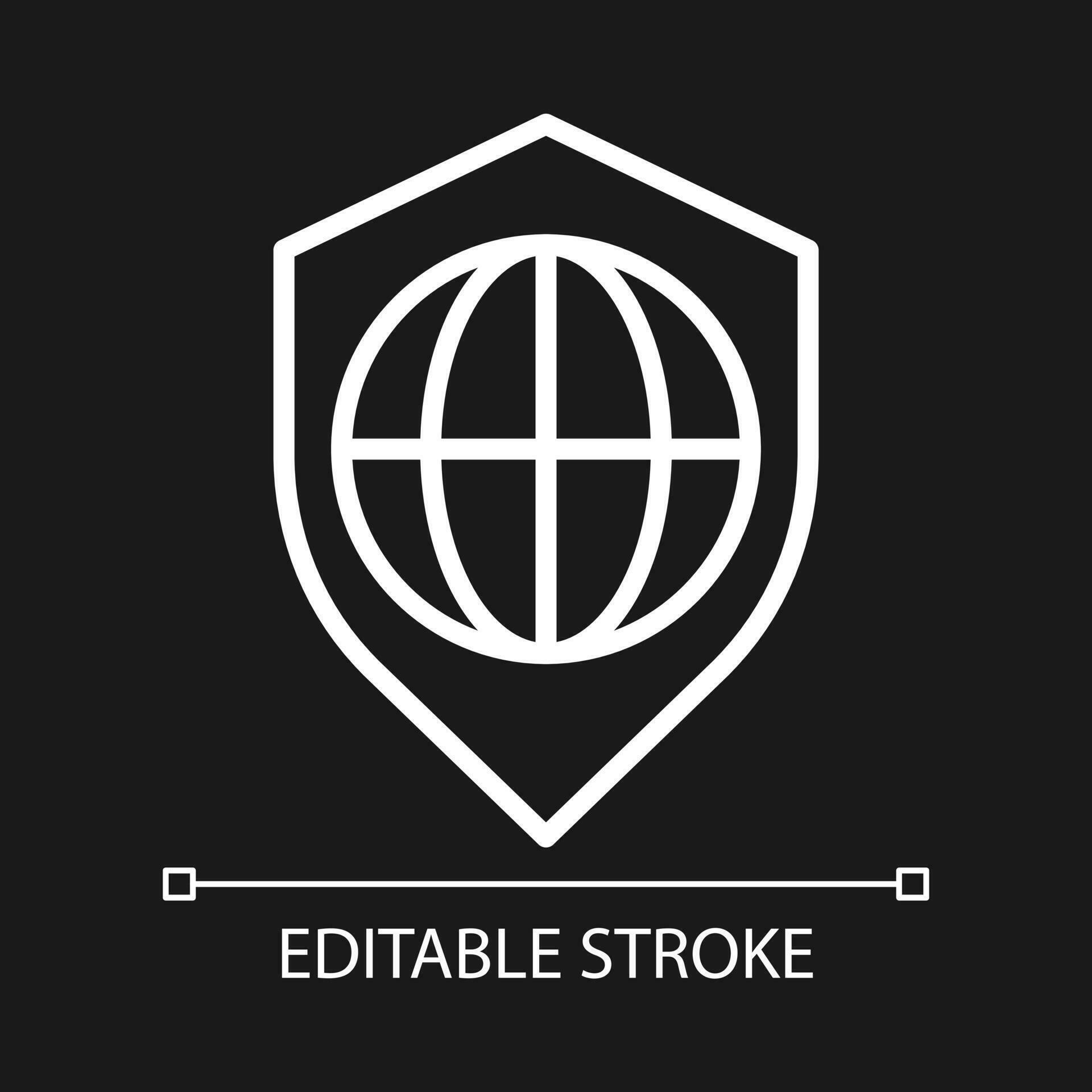 Global Security Pixel Perfect White Linear Icon For Dark Theme