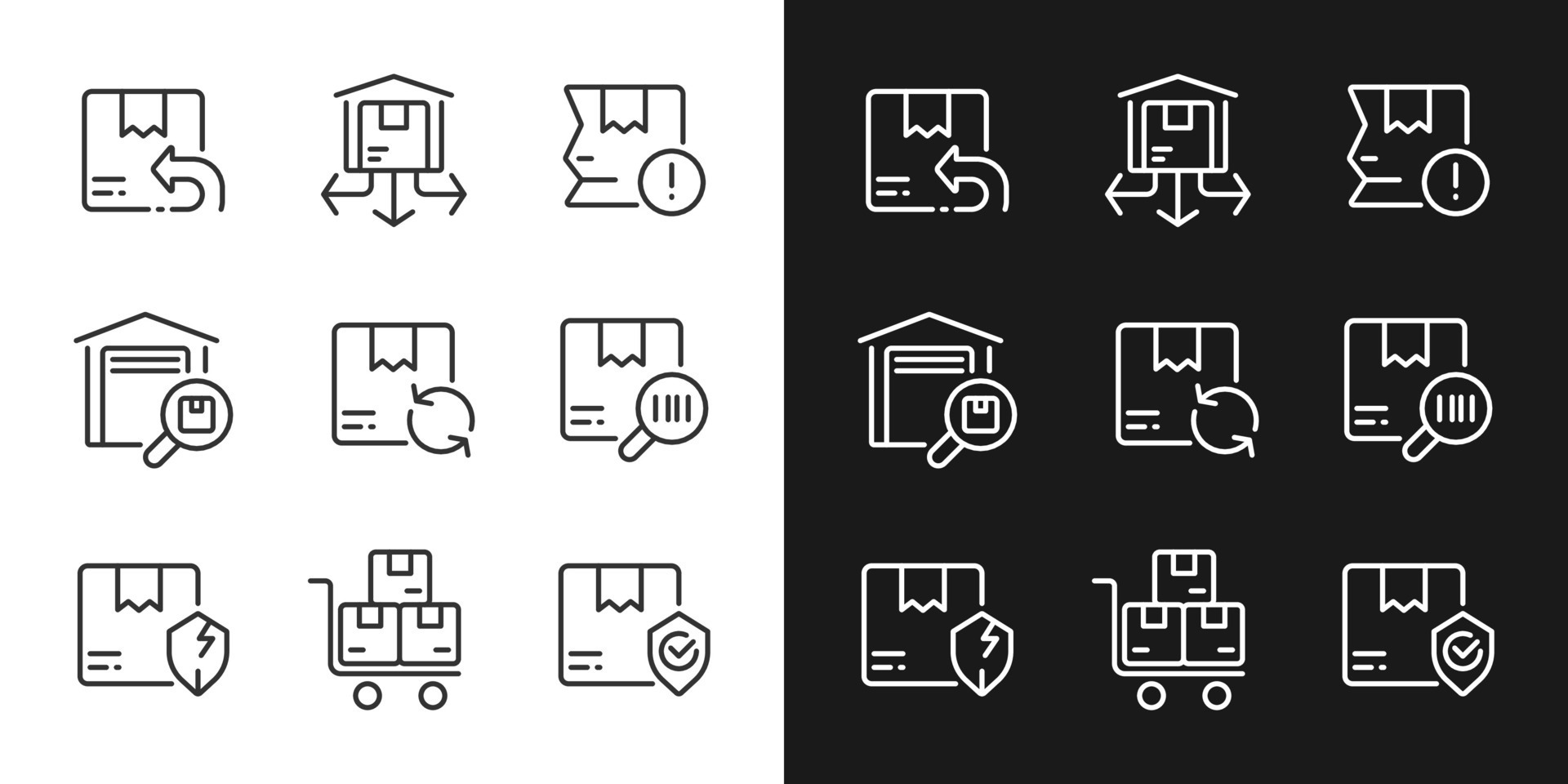 Logistics pixel perfect white linear icon for dark themes set for dark ... Logistics pixel perfect white linear icon for dark themes set for dark ...