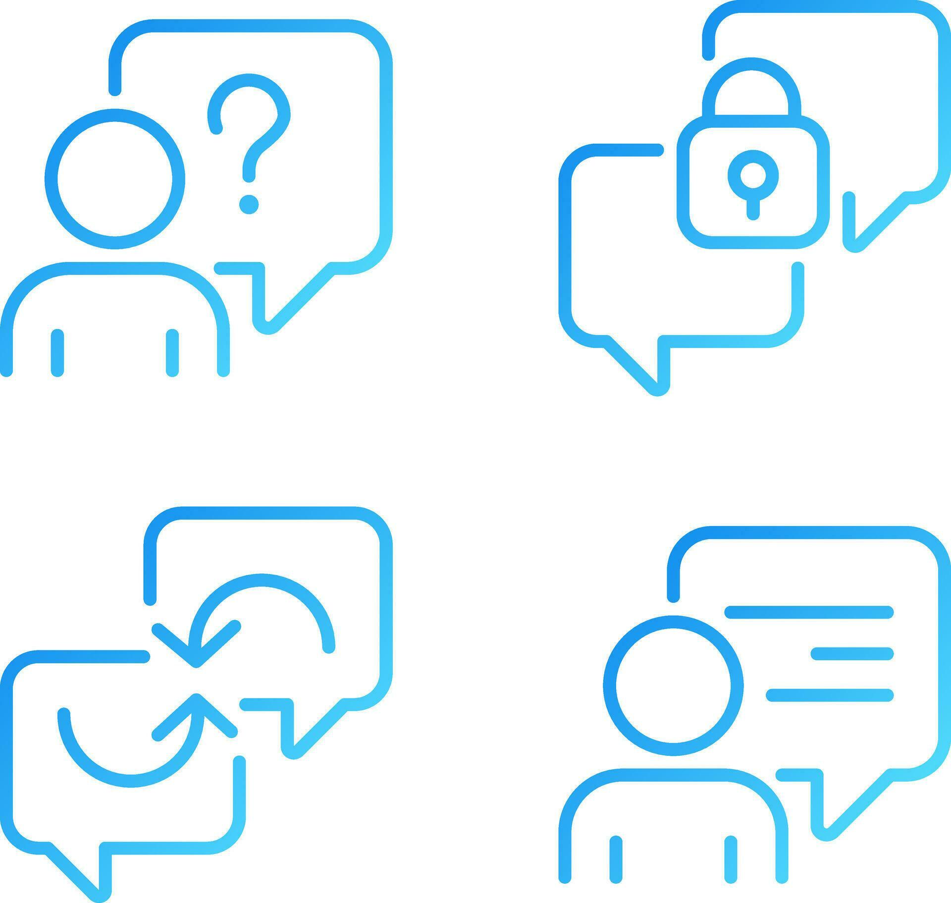 Speech bubbles for communication pixel perfect gradient linear vector icons set. Speaking ...