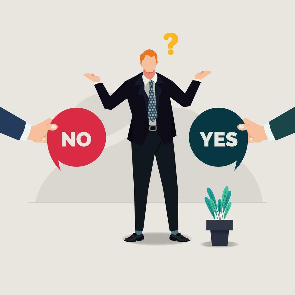 Businessman among YES or NO opinions design vector illustration ...