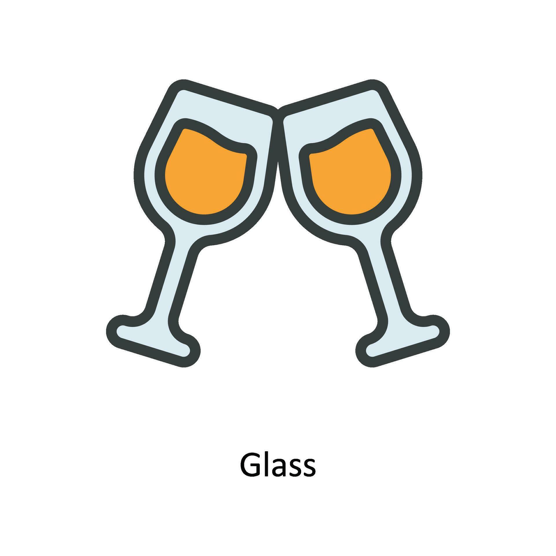 Glass Vector Fill Outline Icon Design Illustration Kitchen And Home Symbol On White Background