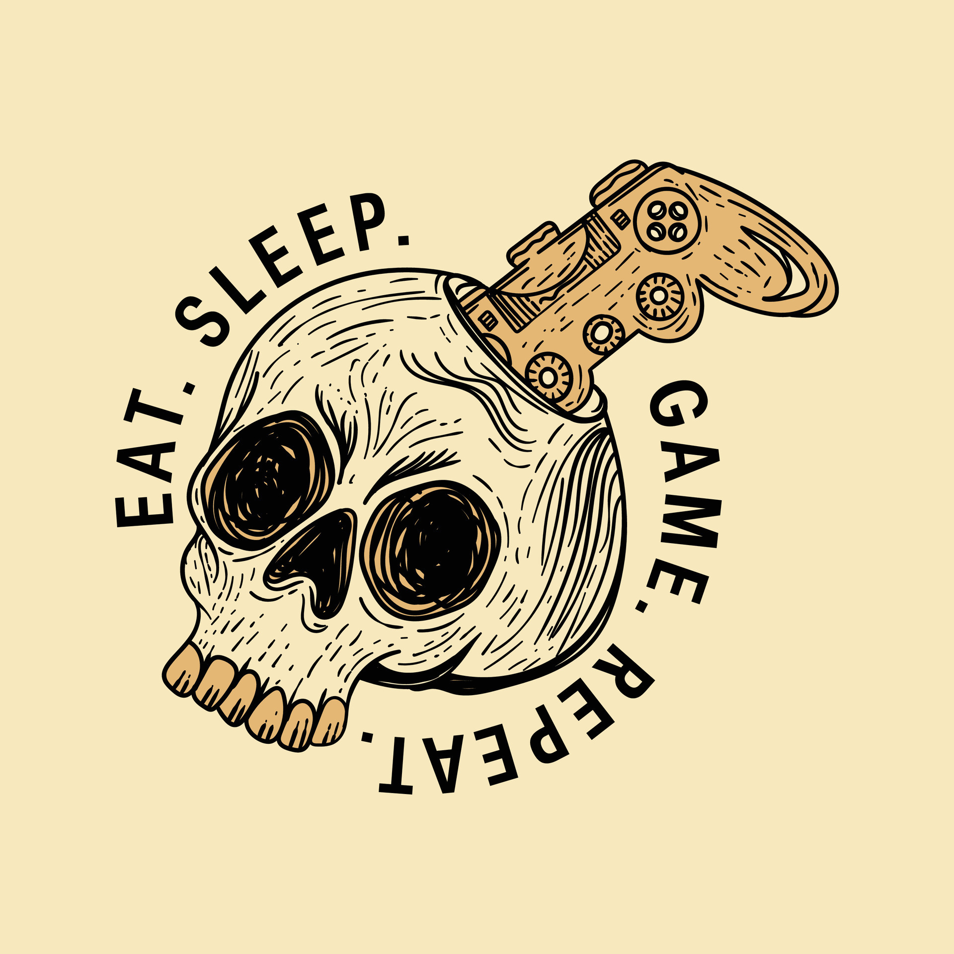 Video Games Related T Shirt Design Skull With Controller Eat Sleep