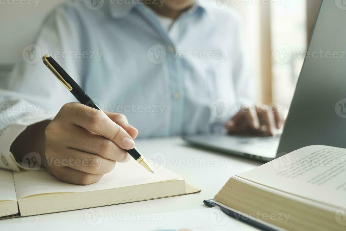 Close up female hands using computer laptop for online working ...