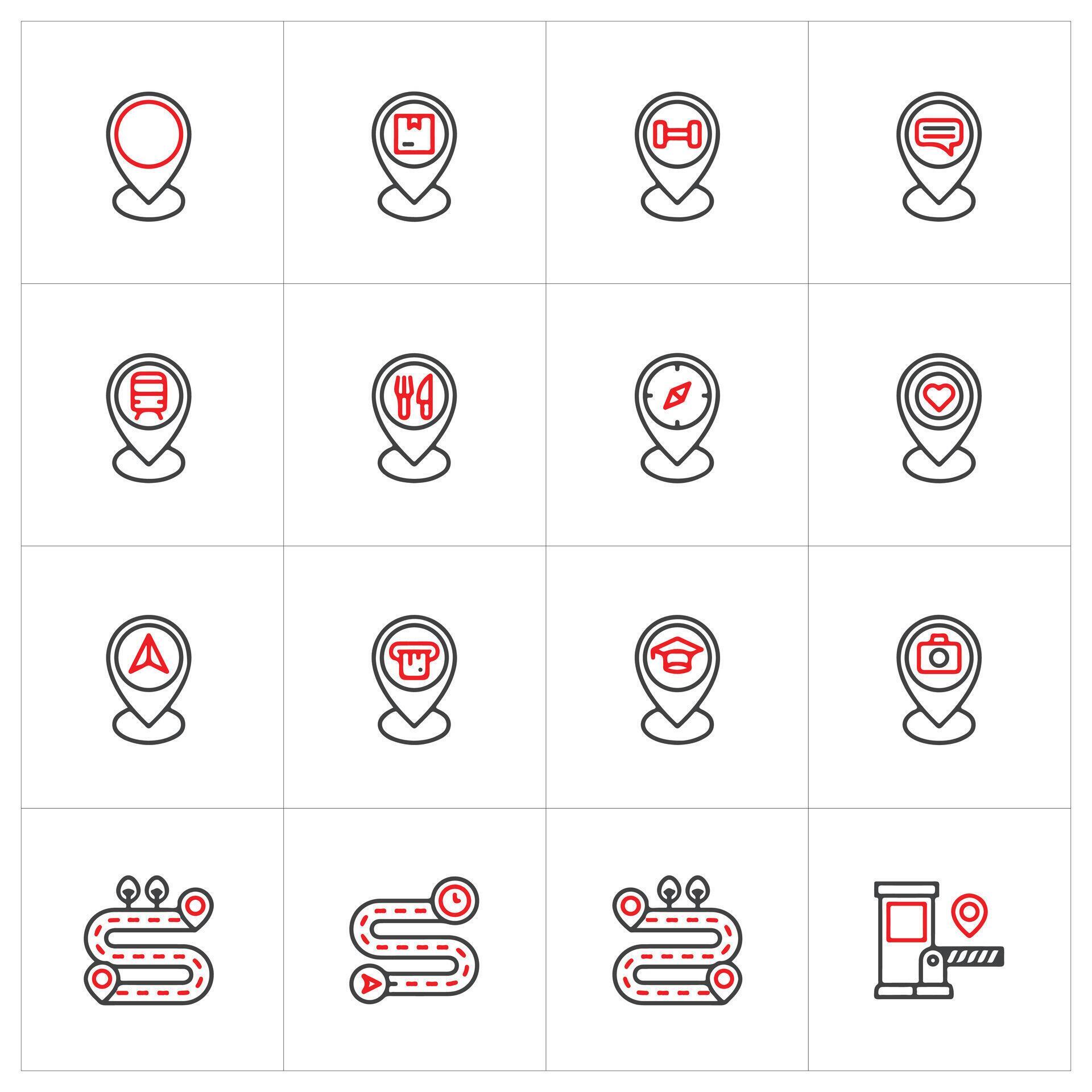 Simple Set of Route Related Vector Line Icons. Contains such Icons as Map with a Pin, Route map ...