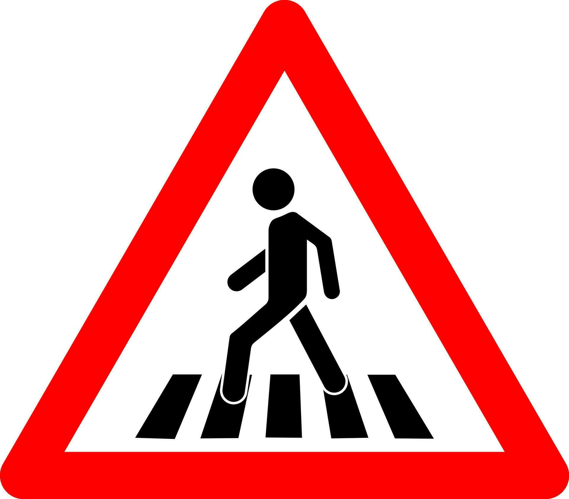 Pedestrian Crossing Sign Warning Sign Pedestrian Crossing Red Triangle Sign With Silhouette