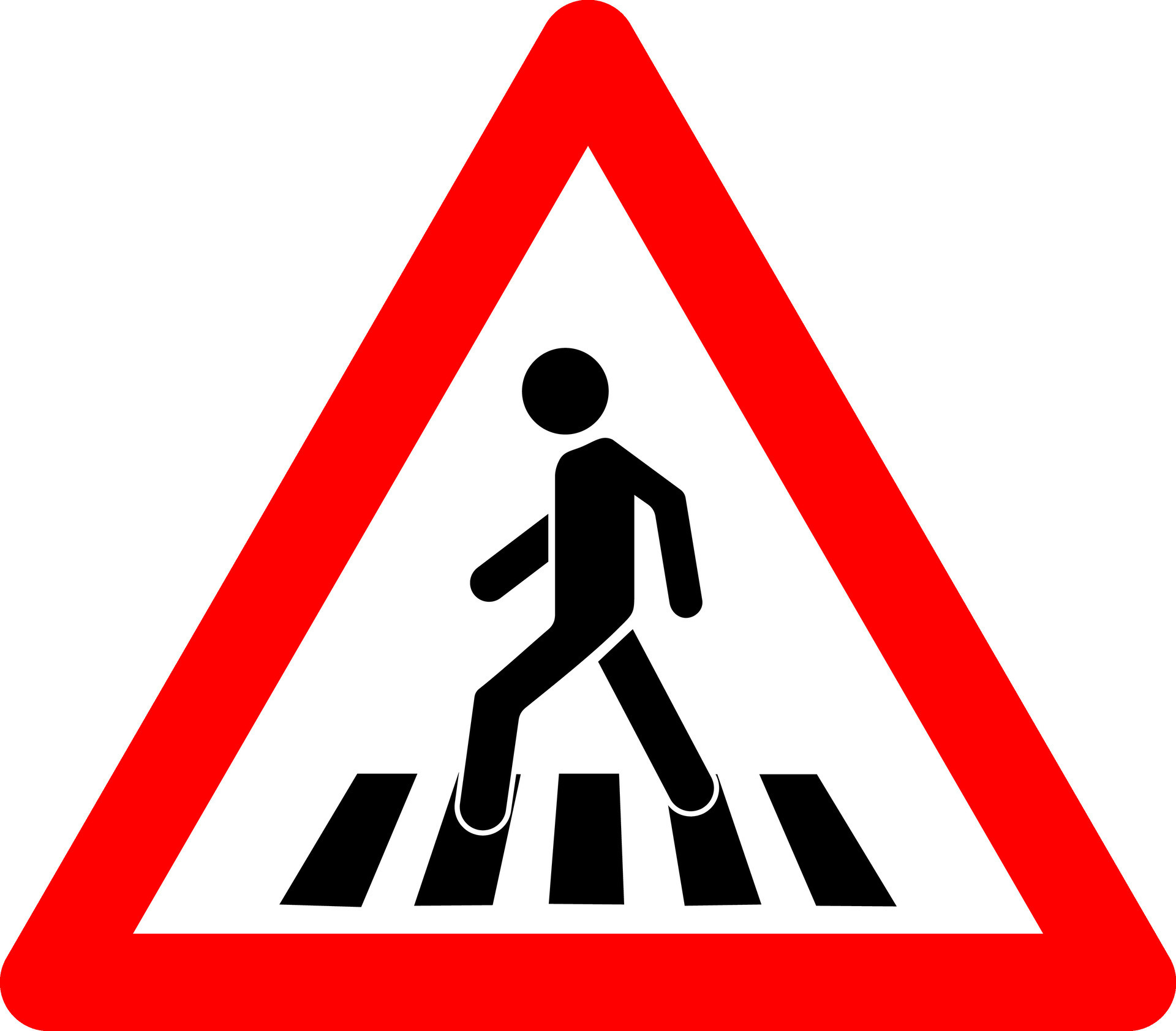 Pedestrian Crossing Sign Warning Sign Pedestrian Crossing Red Triangle Sign With Silhouette