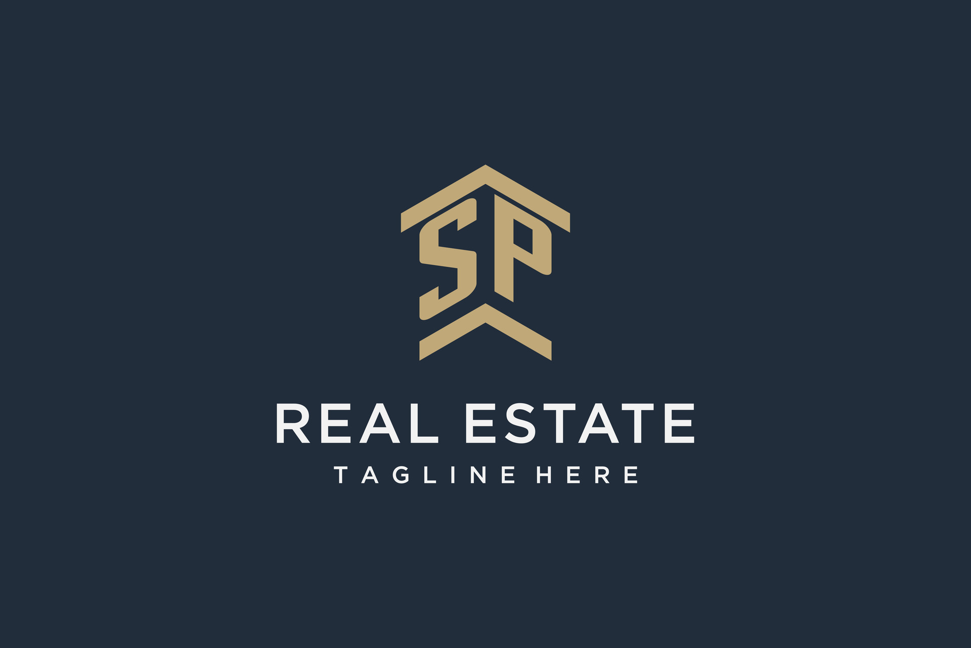 Initial SP logo for real estate with simple and creative house roof icon logo design ideas ...