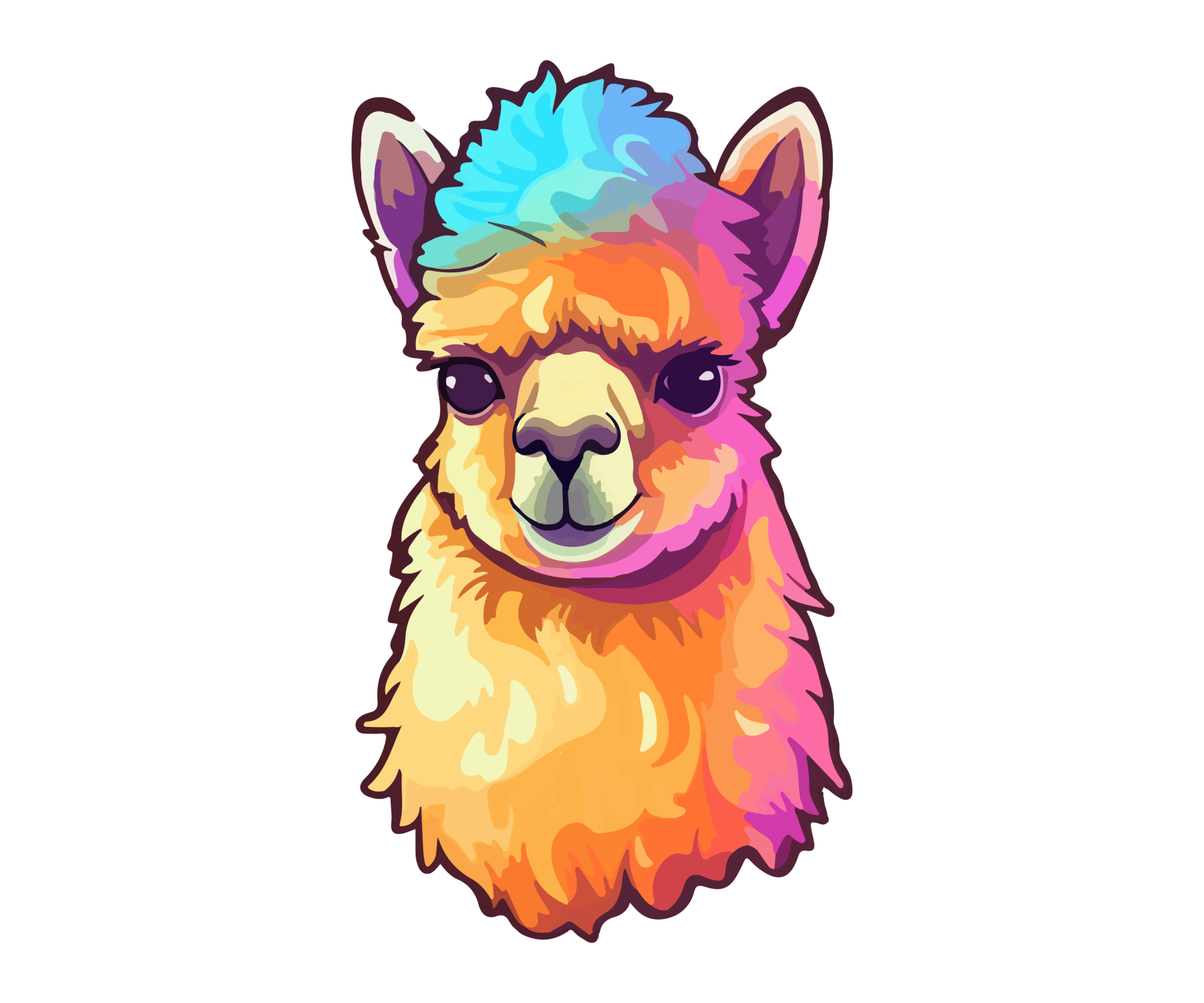 Colorful alpaca Logo, llama Sticker, Pastel cute colors 26158765 PNG