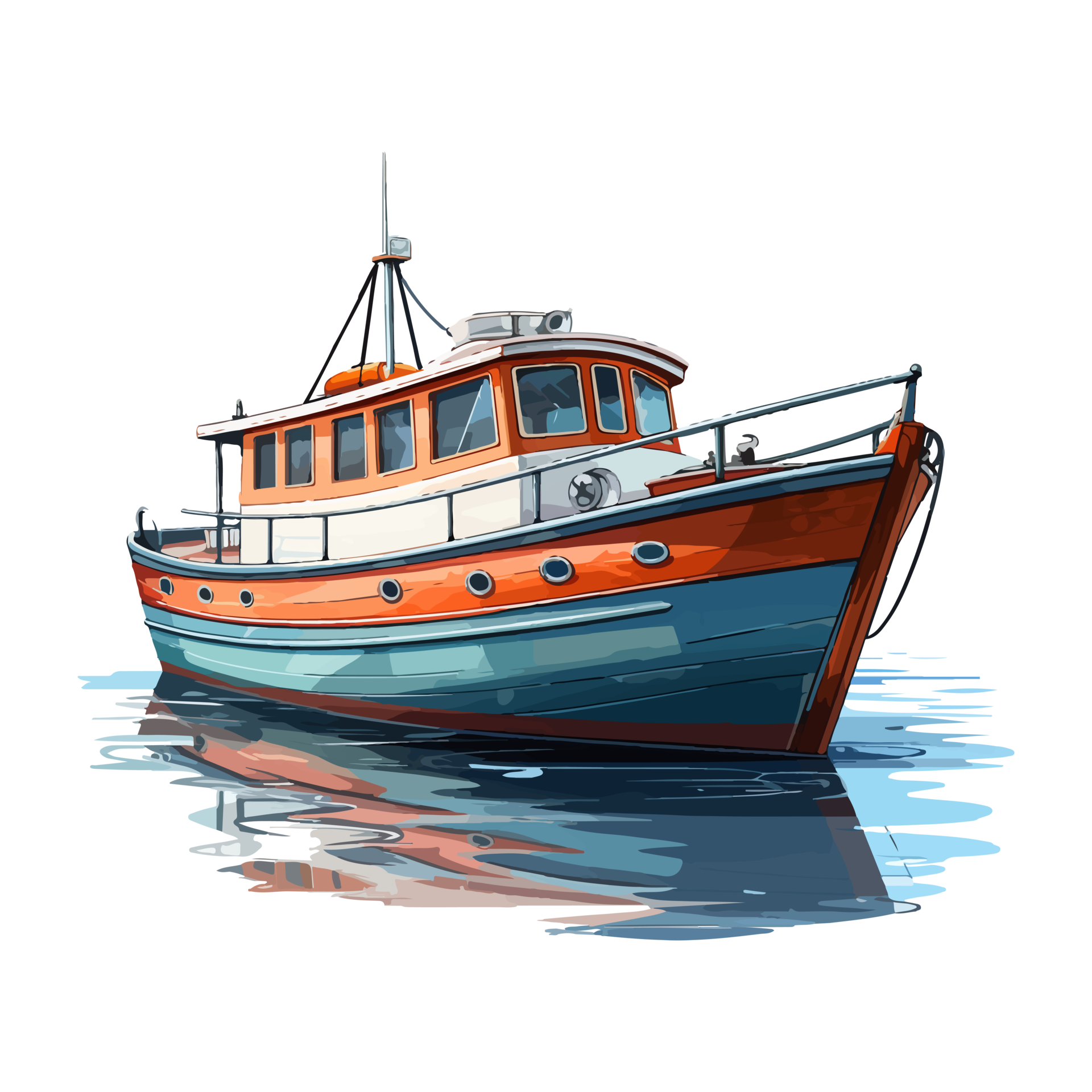 Boat In Cartoon Style Boat Sticker Generative Ai 26158988 Png