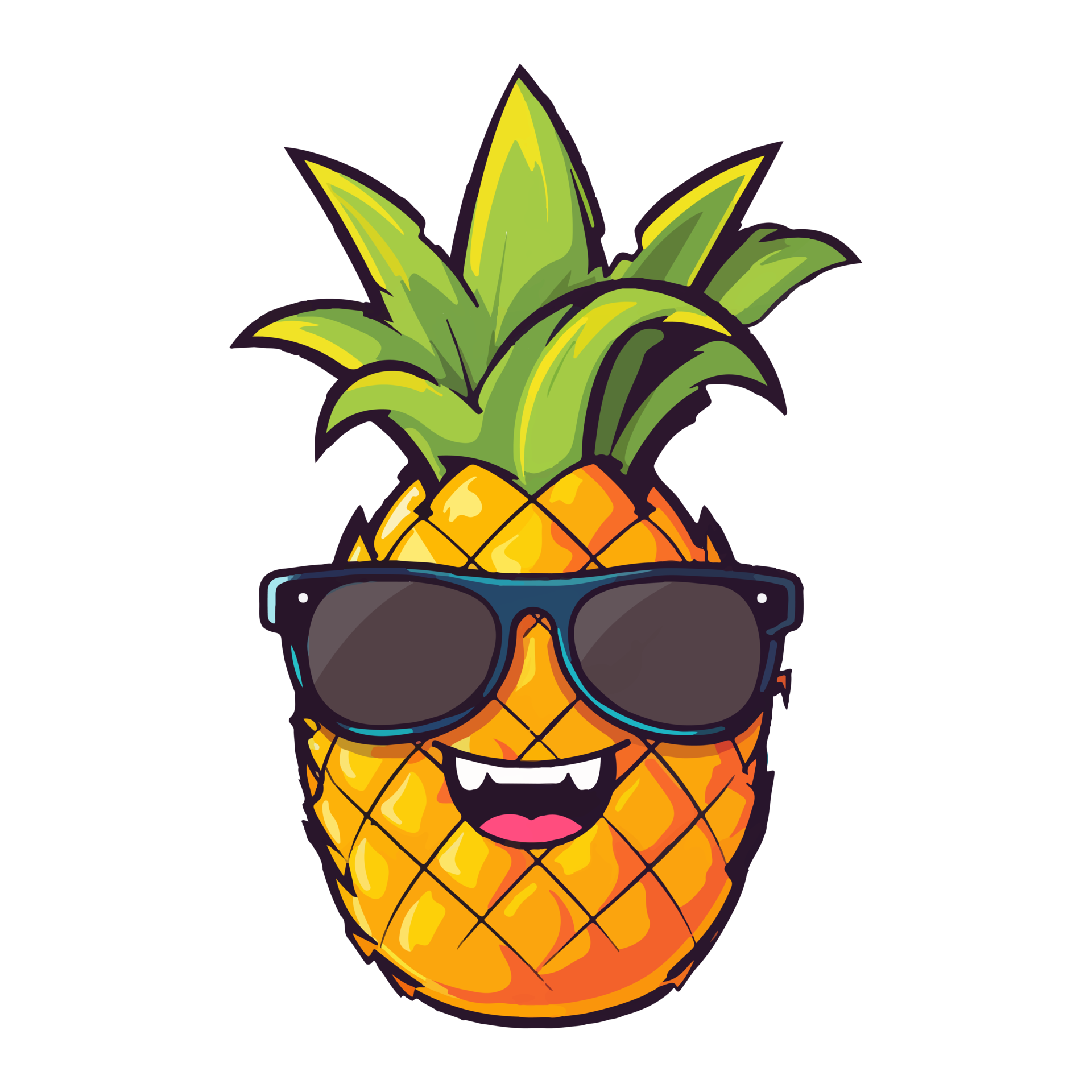 pineapple wearing sunglasses, Summer Pineapple, generative ai. 26159002 PNG