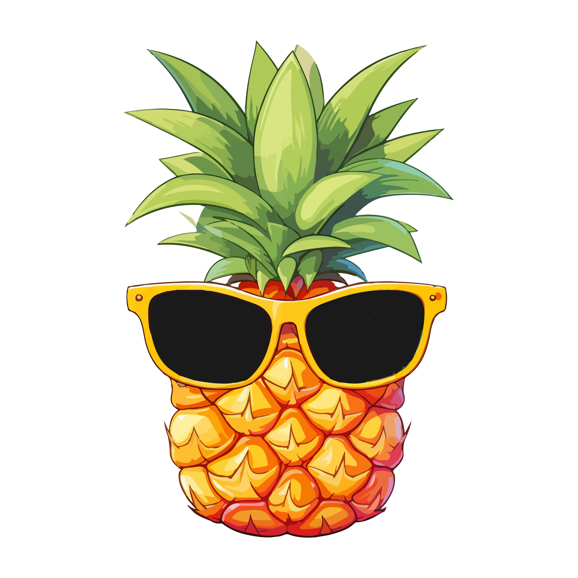 pineapple wearing sunglasses, Summer Pineapple, generative ai. 26159005 PNG