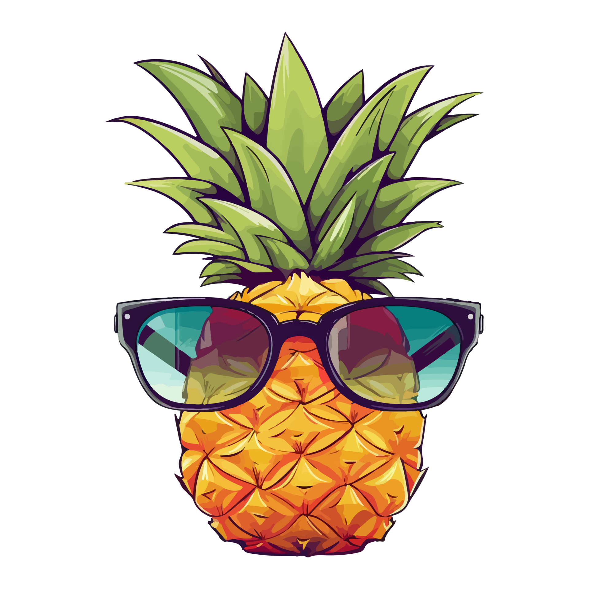 pineapple wearing sunglasses, Summer Pineapple, generative ai. 26159006 PNG