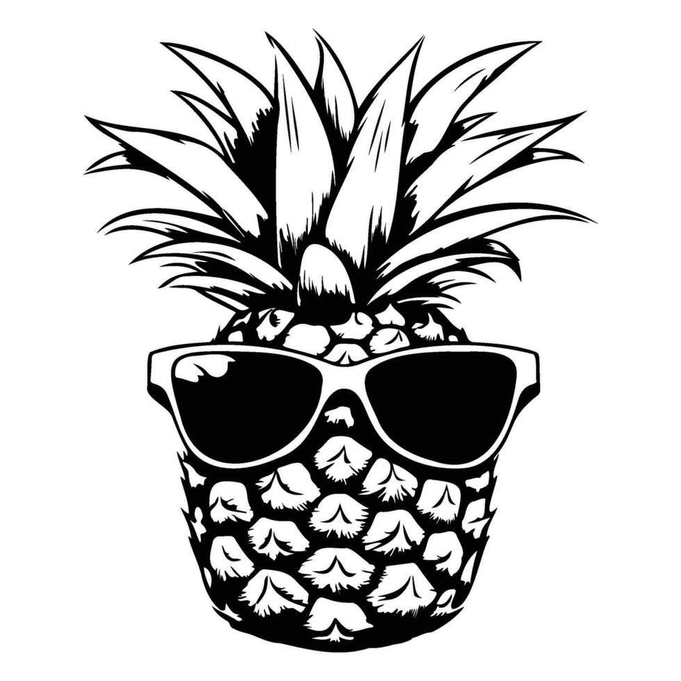 pineapple wearing sunglasses, Summer Pineapple 26159154 Vector Art at ...