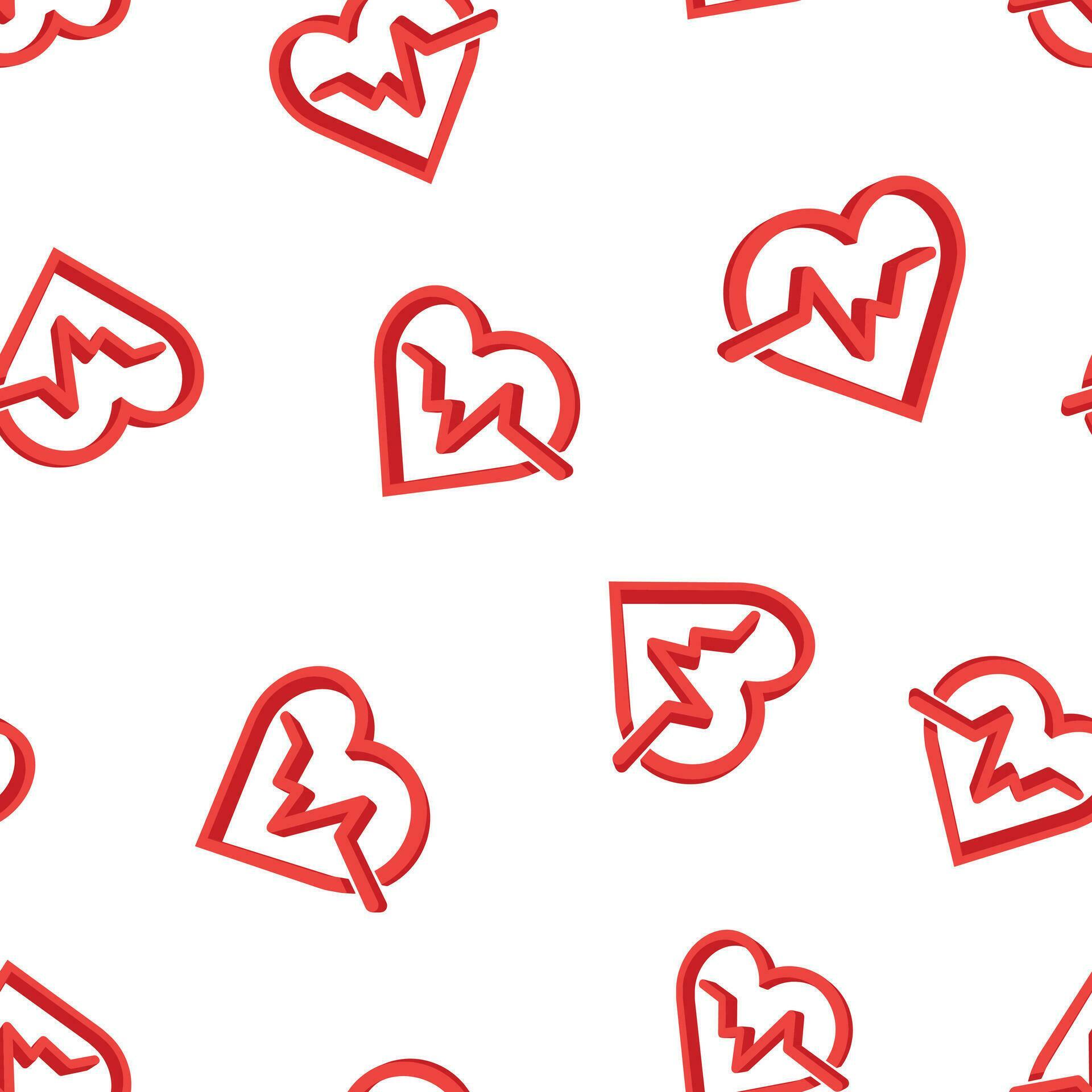 Heartbeat line with heart icon seamless pattern background. Business ...