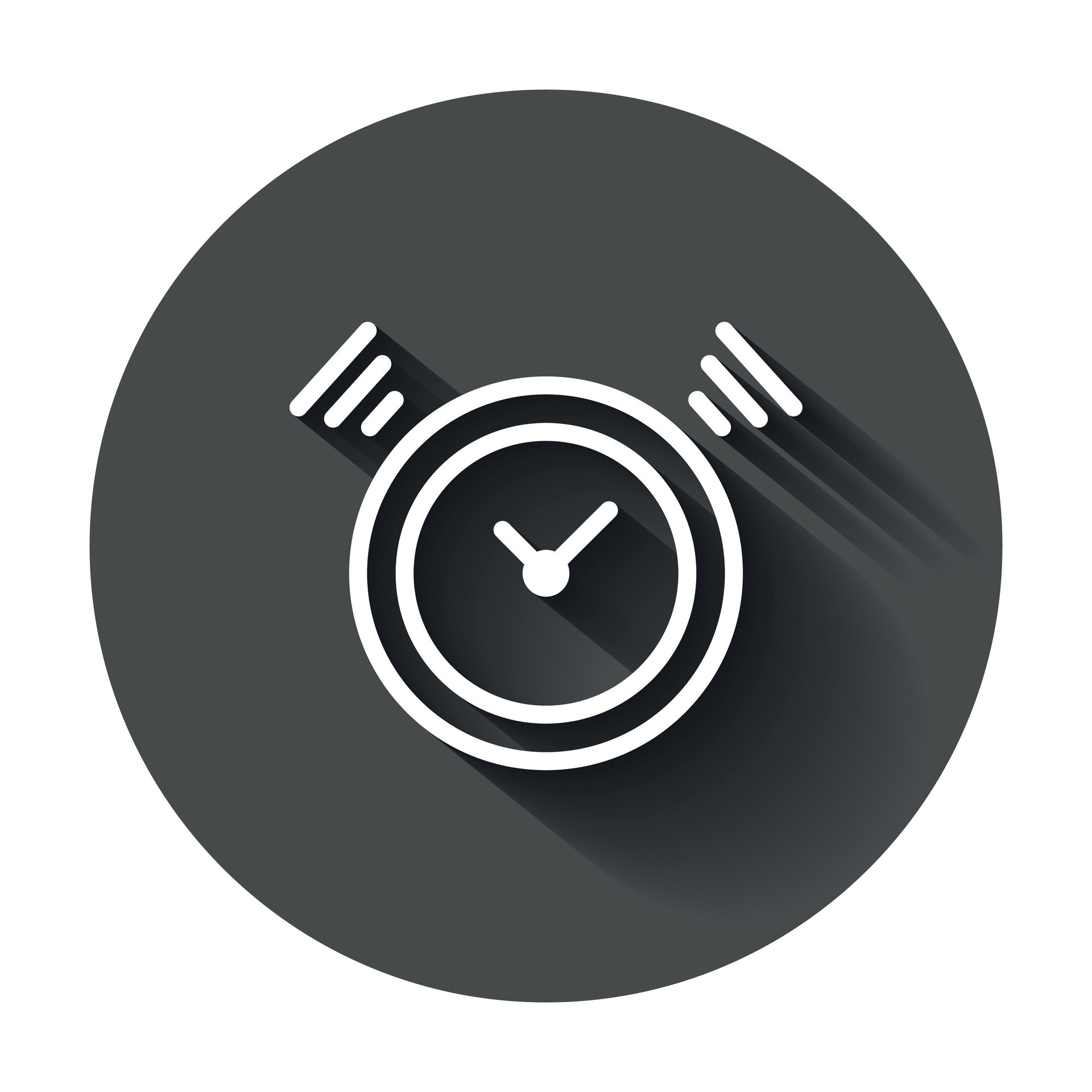 Clock Timer Icon In Flat Style Time Alarm Illustration With Long