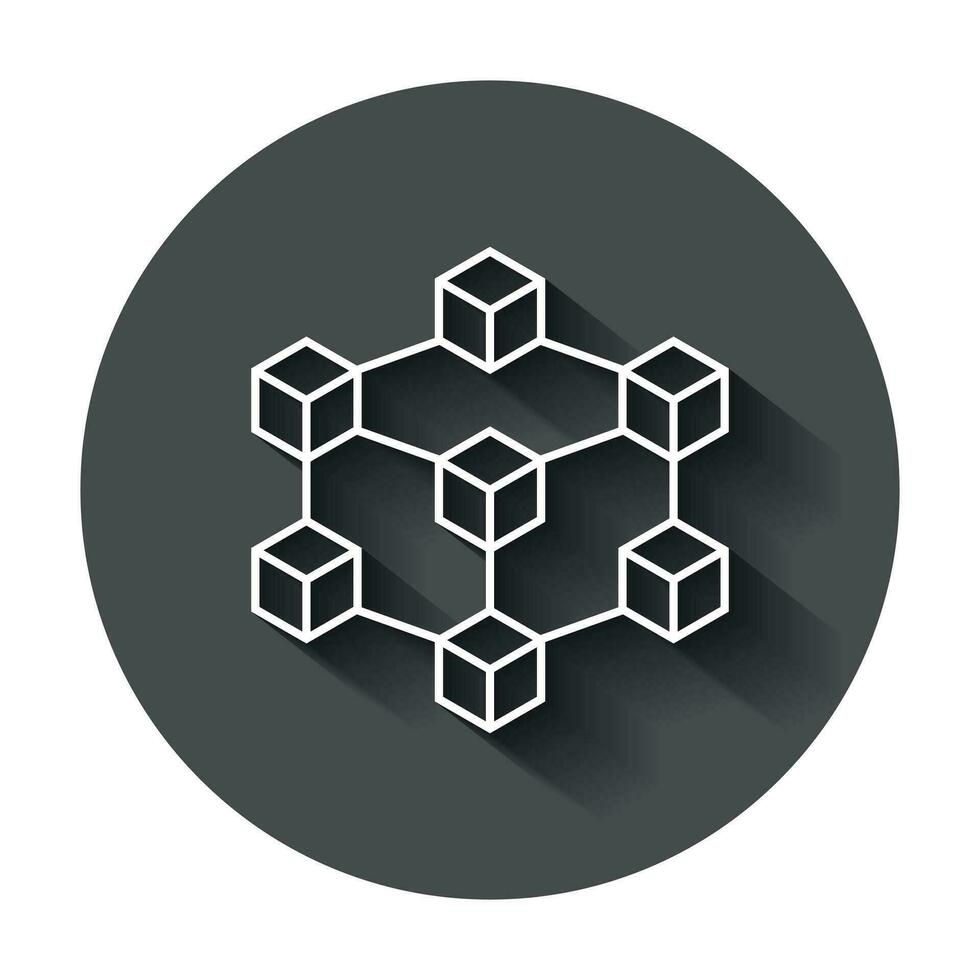 Blockchain technology vector icon in flat style. Cryptography cube ...
