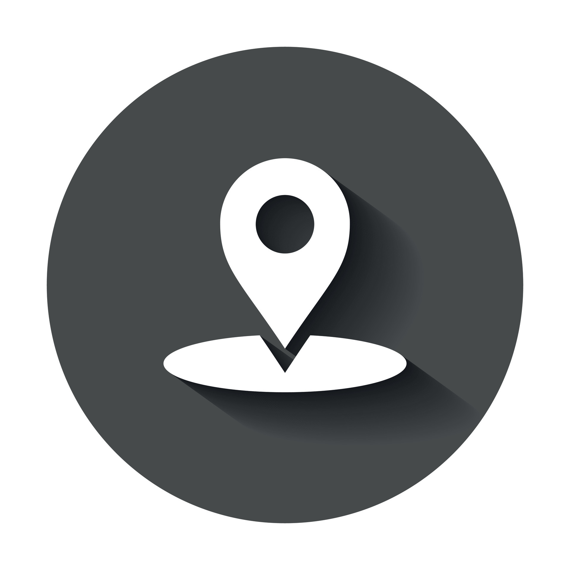Map pointer in flat style. Gps navigation mark illustration with long shadow. Pointer ...