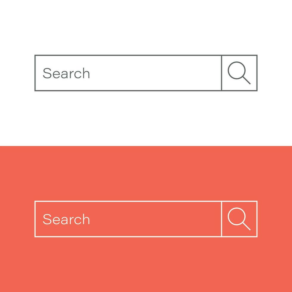 Search bar vector ui element icon in flat style. Search website form illustration field. Find ...