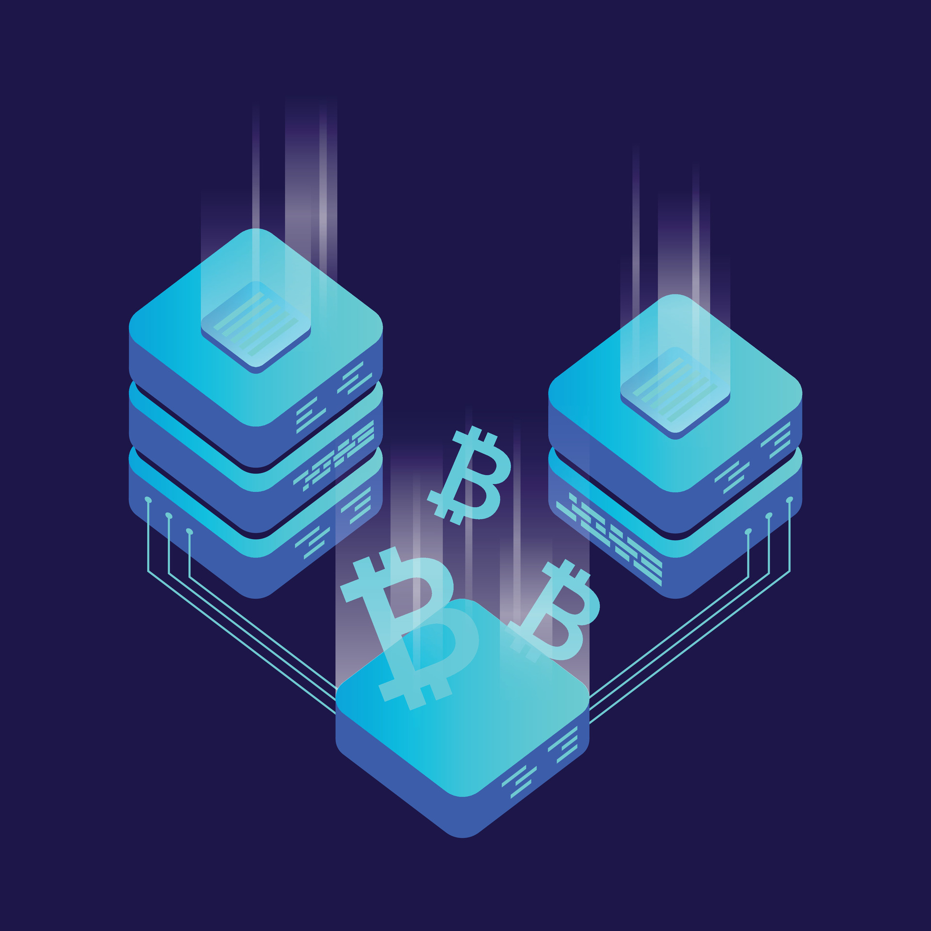 Mining Bitcoin Server Vector Icon In Isometric Style Blockchain Crypto Money Farm Datacenter