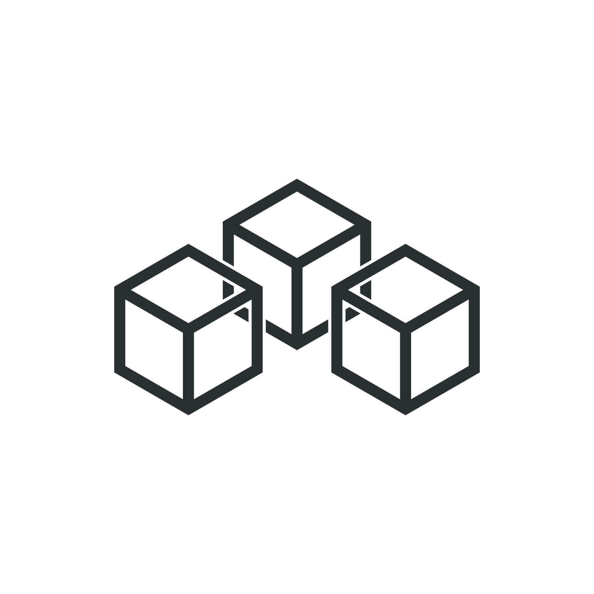 Blockchain Technology Vector Icon In Flat Style Cryptography Cube Block Illustration