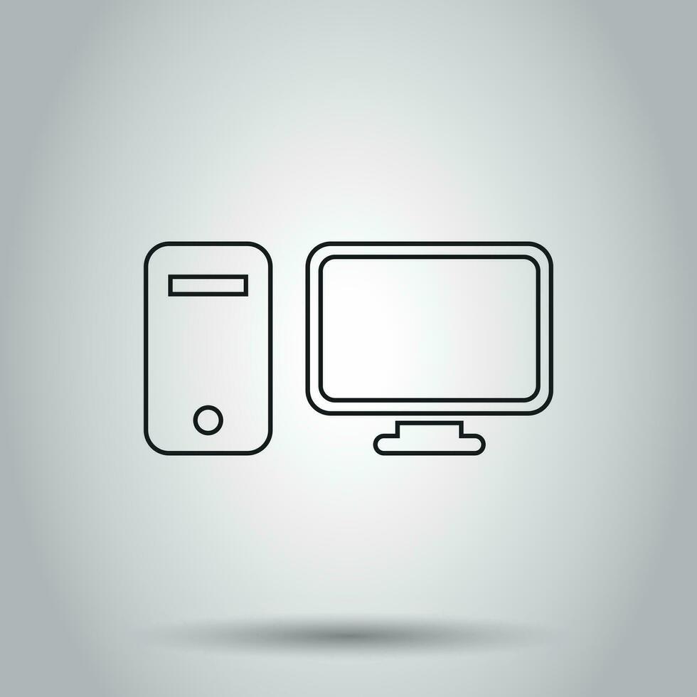 Computer, monitor in line style icon. Vector illustration on isolated ...