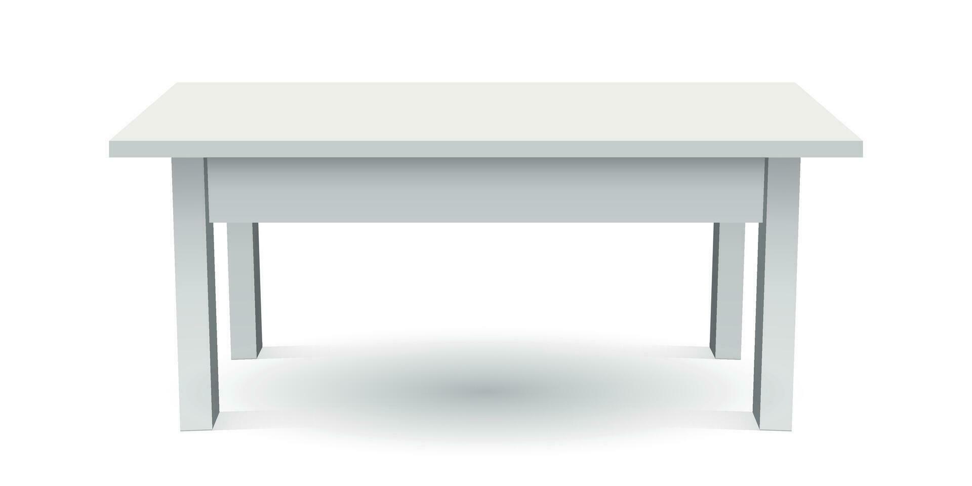 Vector 3d Table For Object Presentation Empty White Top Table Isolated On White Background