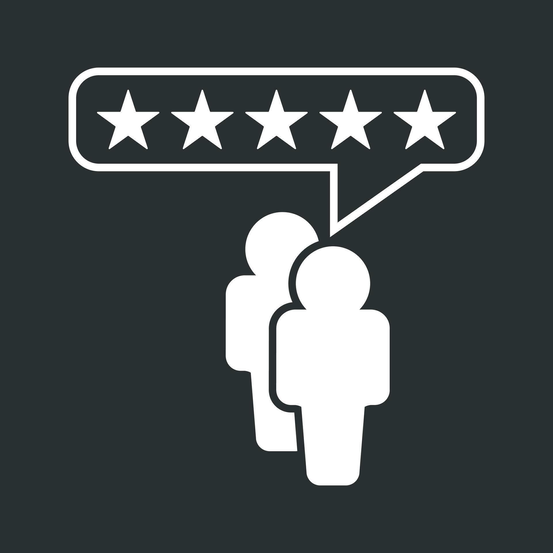 Customer reviews, rating, user feedback concept vector icon. Flat illustration on black ...