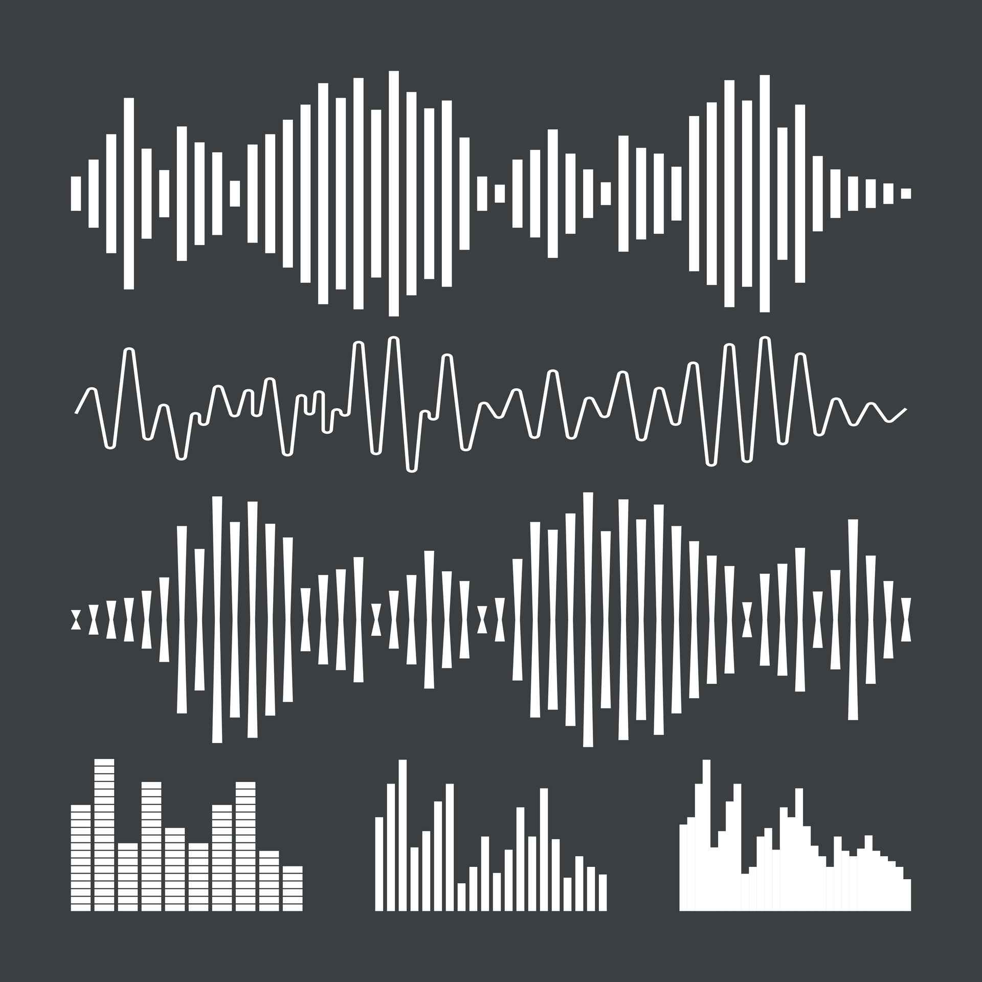 Vector Sound Waveforms Icon Sound Waves And Musical Pulse Vector