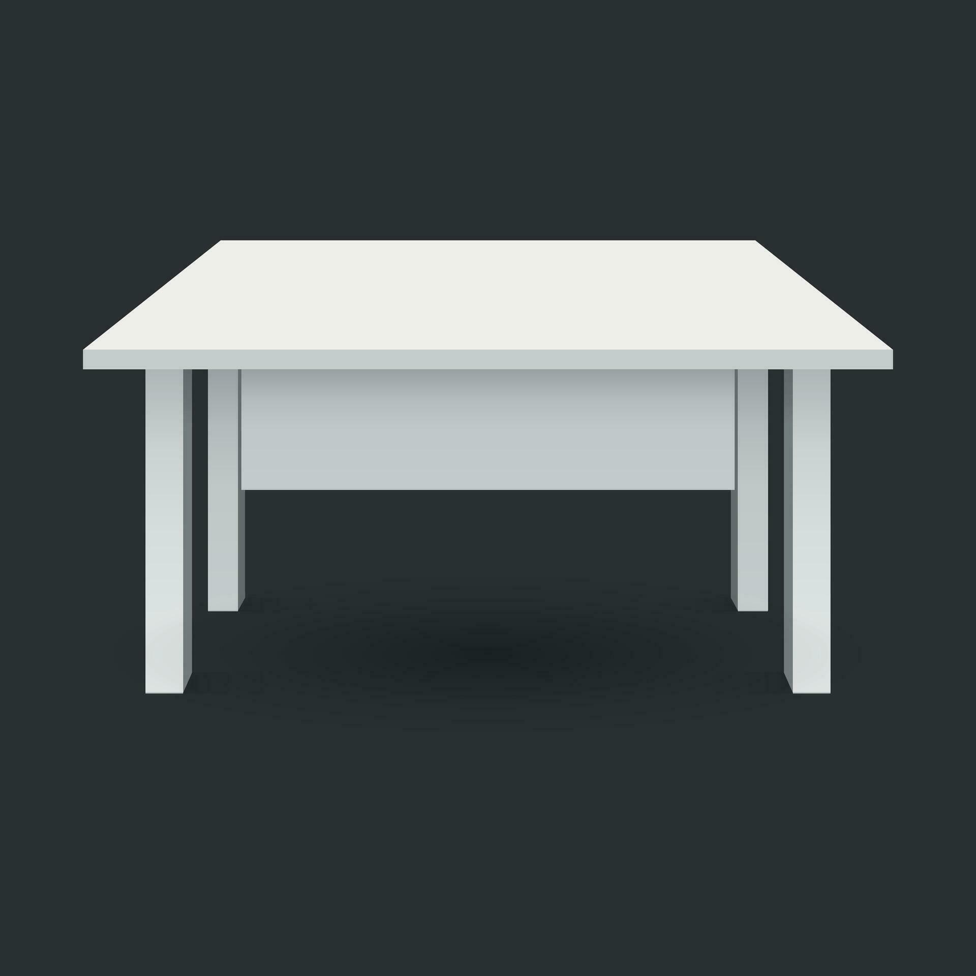 Vector 3d Table For Object Presentation Empty White Top Table Isolated On Black Background