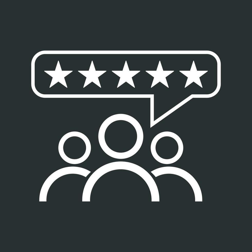 Customer reviews, rating, user feedback concept vector icon. Flat illustration on black ...