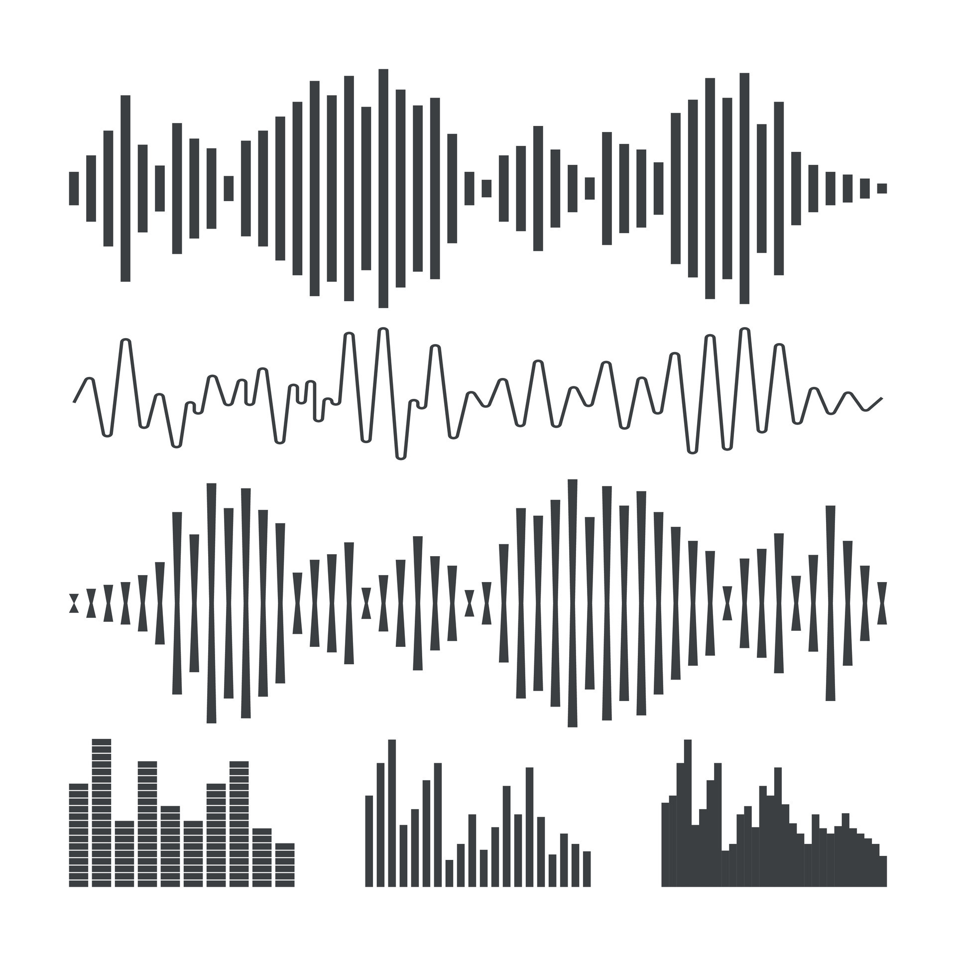 Vector Sound Waveforms Icon Sound Waves And Musical Pulse Vector