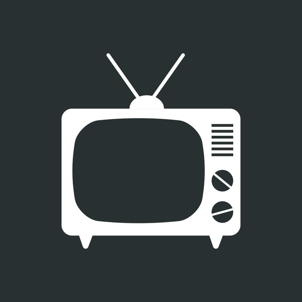 Tv Icon vector illustration in flat style isolated on black background. Television symbol for ...